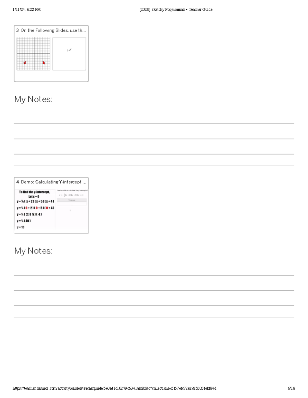 2020 Sketchy Polynomials Student Guide - My Notes: My Notes: 33 3 3 3 3 ...