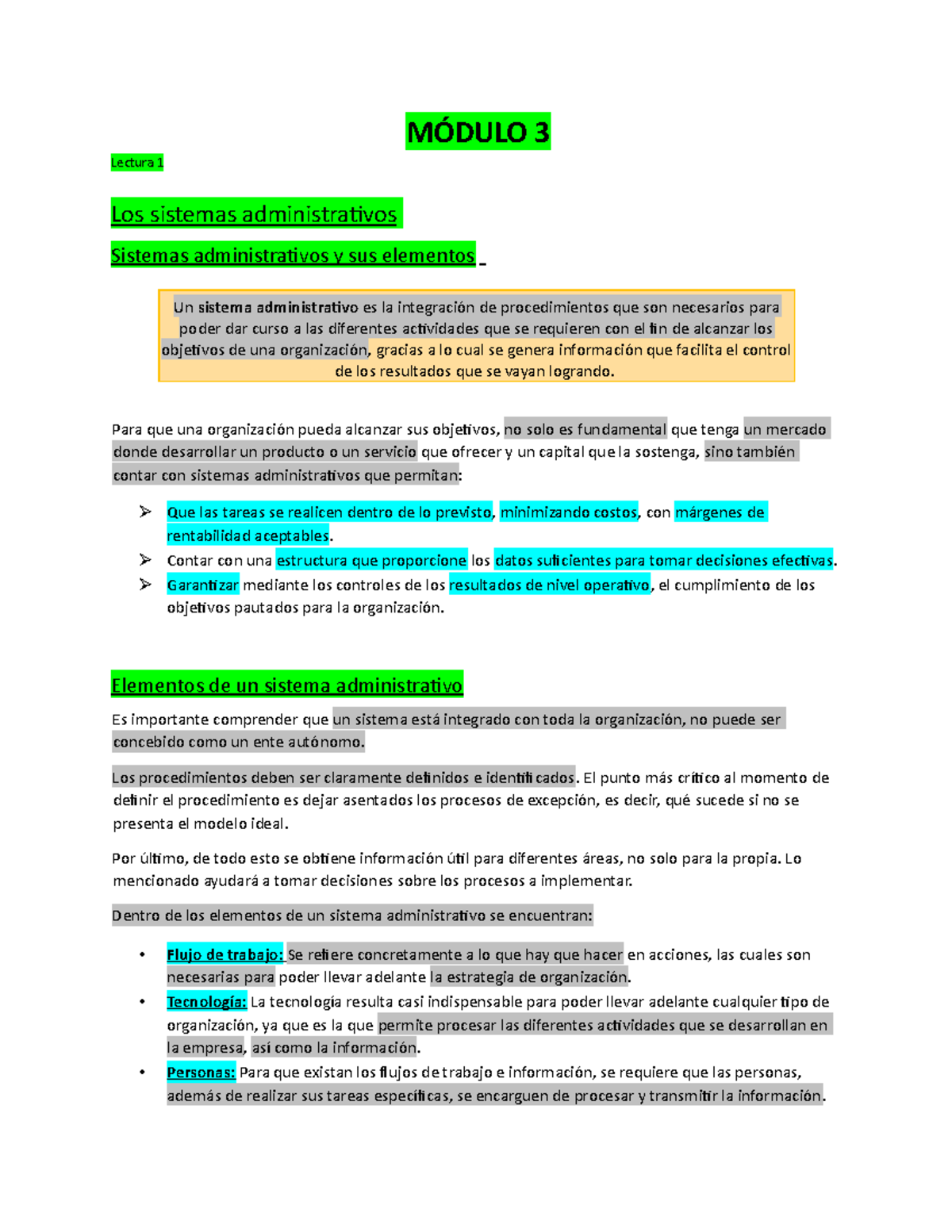mod 3 y 4 SIO - 2022 - MÓDULO 3 Lectura 1 Los sistemas administrativos Sistemas administrativos ...