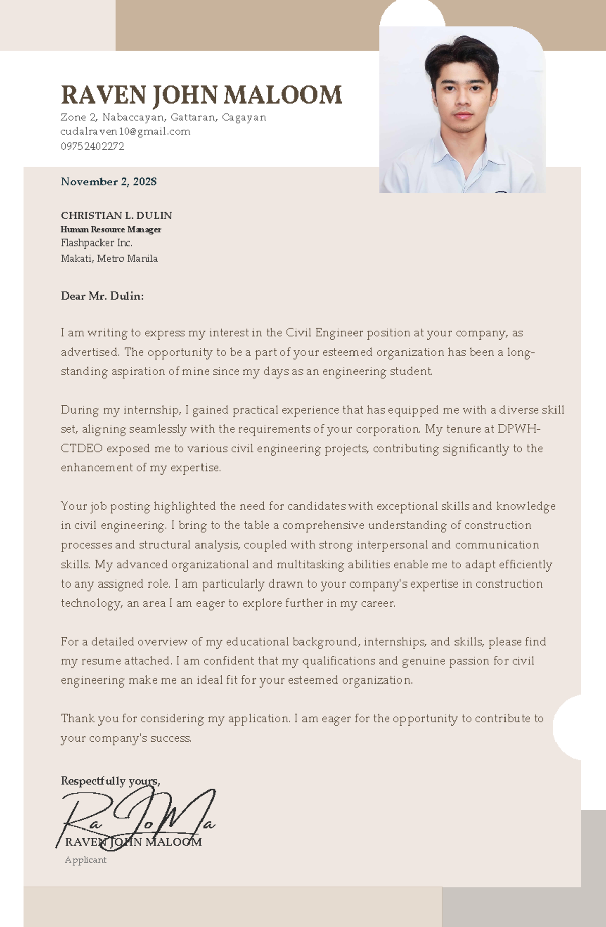 Raven Application Letter - I am writing to express my interest in the ...