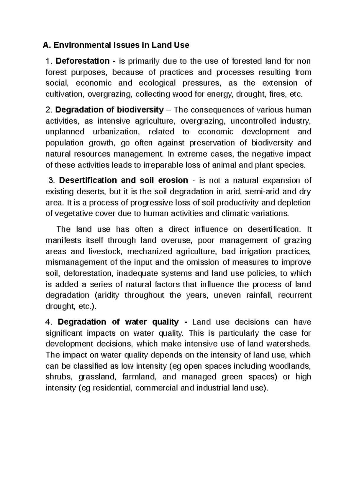 Environmental Issues in Land Use - A. Environmental Issues in Land Use ...
