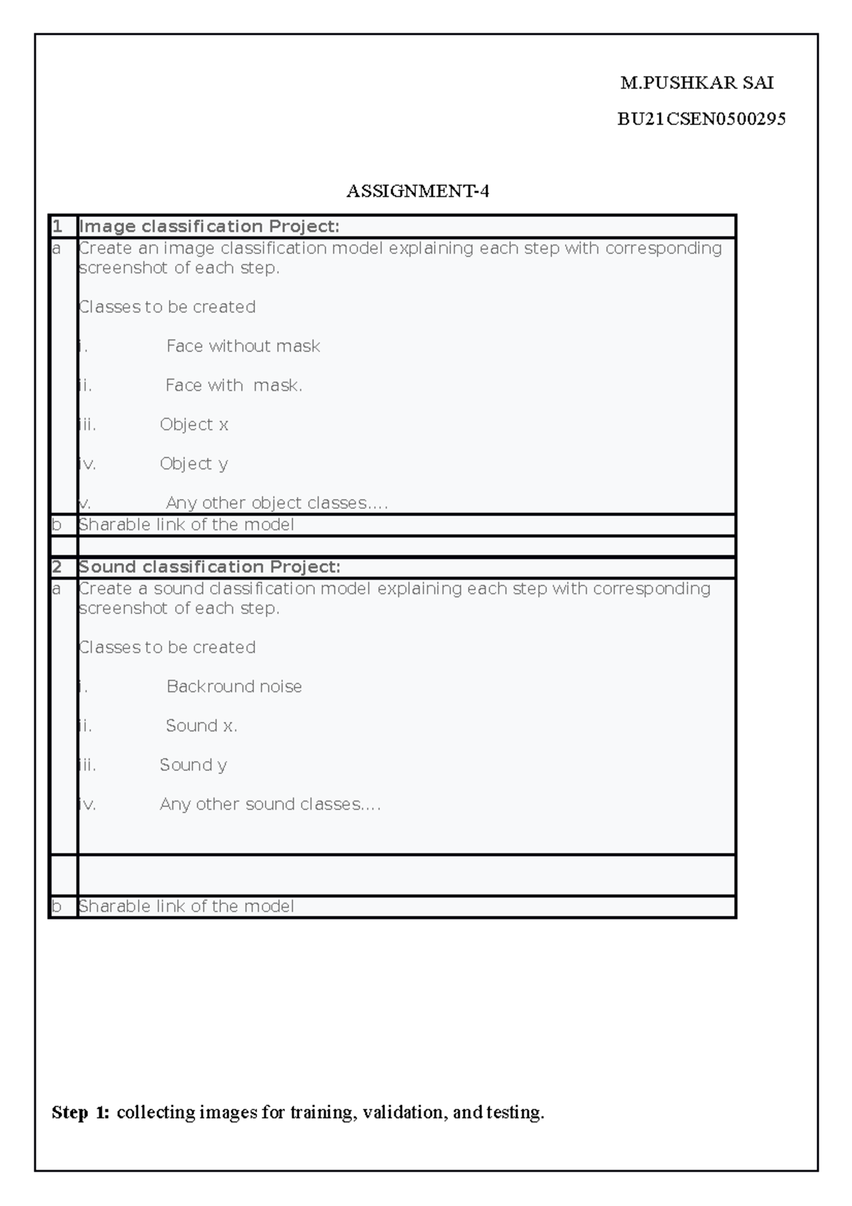 AIA 4 - LAB WORKS - M SAI BU21CSEN ASSIGNMENT- 1 Image classification ...
