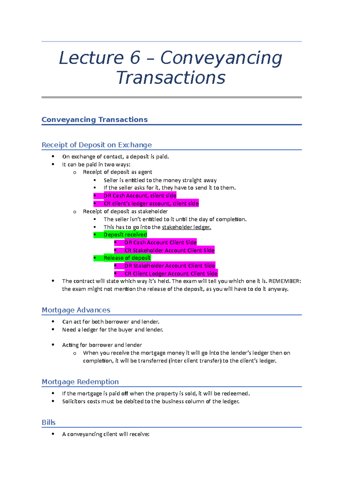 6) Conveyancing Transactions - Lecture 6 – Conveyancing Transactions ...