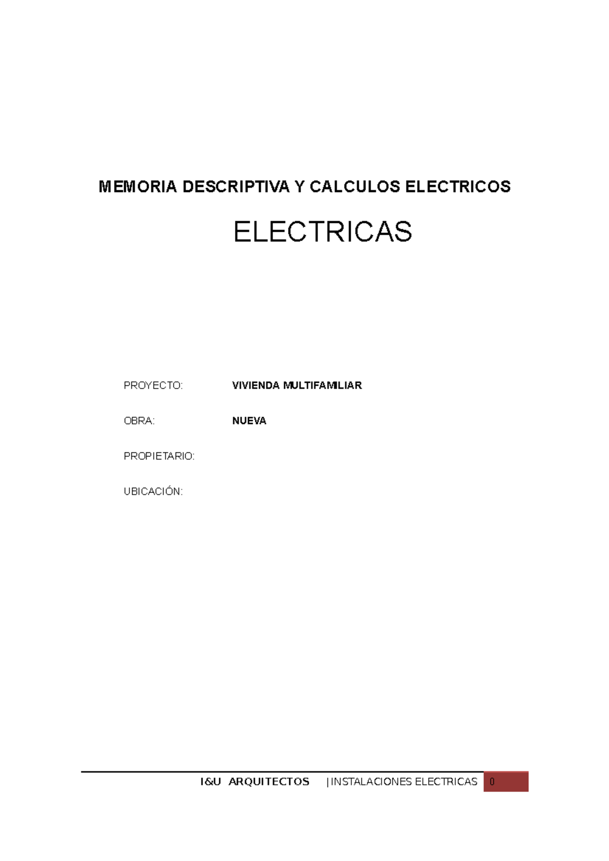 Memoria Electricas - MEMORIA DESCRIPTIVA Y CALCULOS ELECTRICOS ELECTRICAS PROYECTO: VIVIENDA ...