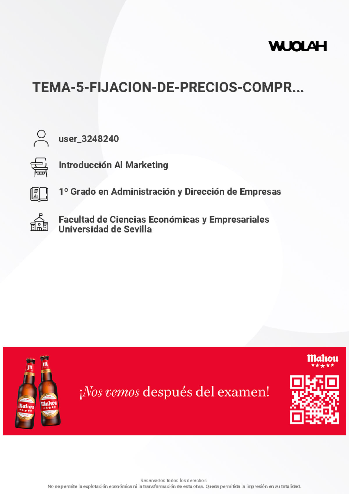 TEMA 5 Fijacion DE Precios Comprension Y Obtencion DEL Valor DEL ...