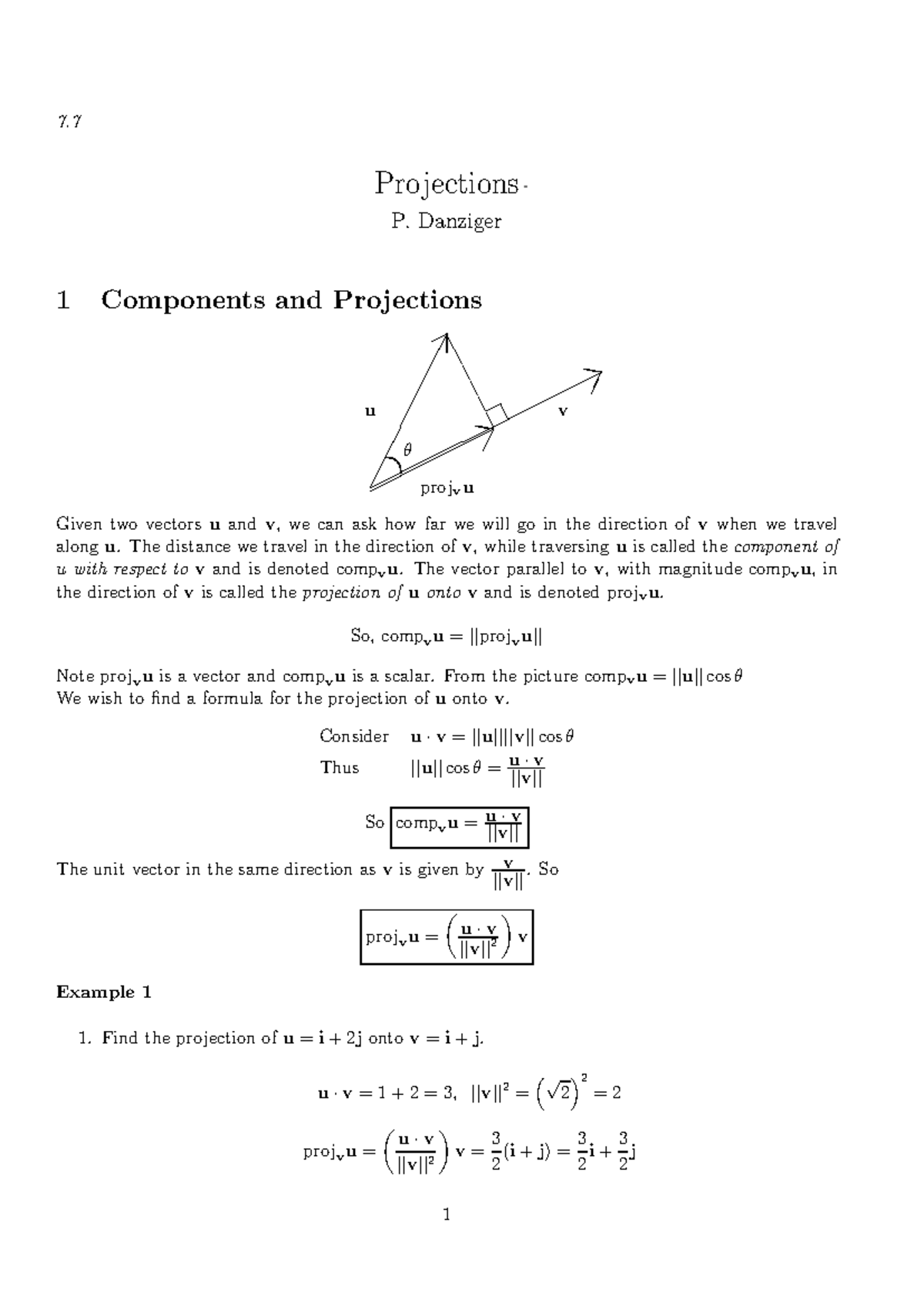 Projections - 7. Projections P. Danziger 1 Components and Projections - Studocu