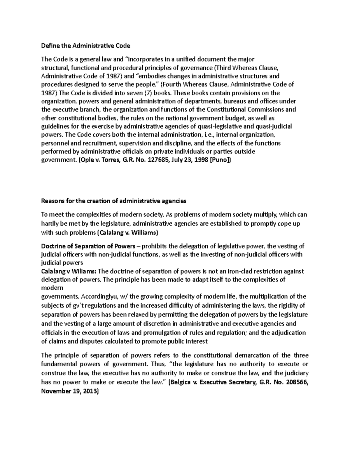 Admin LAW Reviewer - Define the Administrative Code The Code is a ...