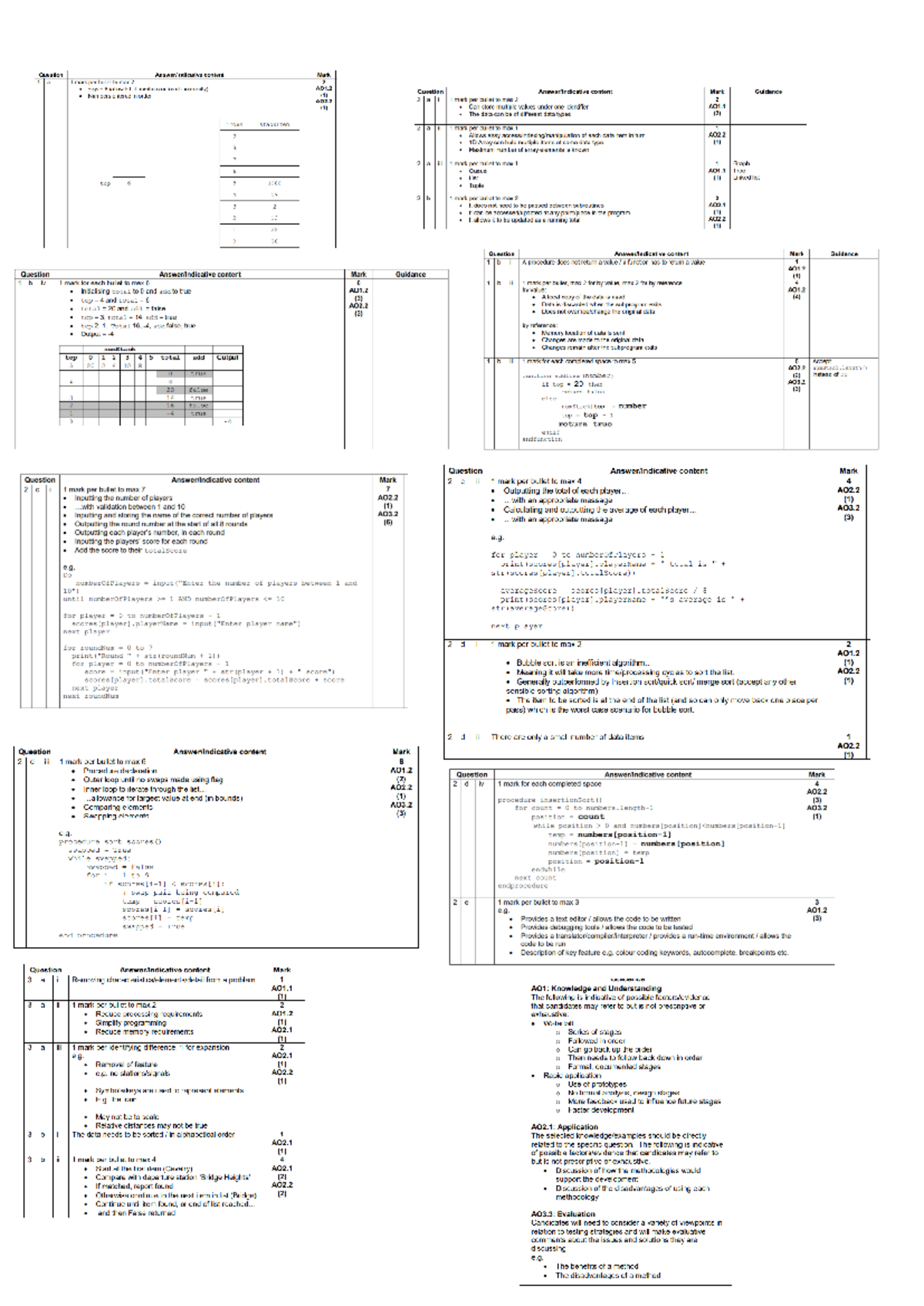 Cs answers - asdasd - Question content Mark 1 1 mark per bullet to max 2 top (allow FT numbers ...