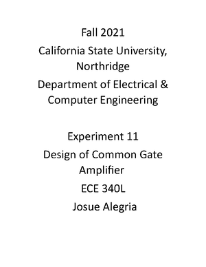 Experiment 4 - 340 report - 1. Introduction: The purpose of this ...