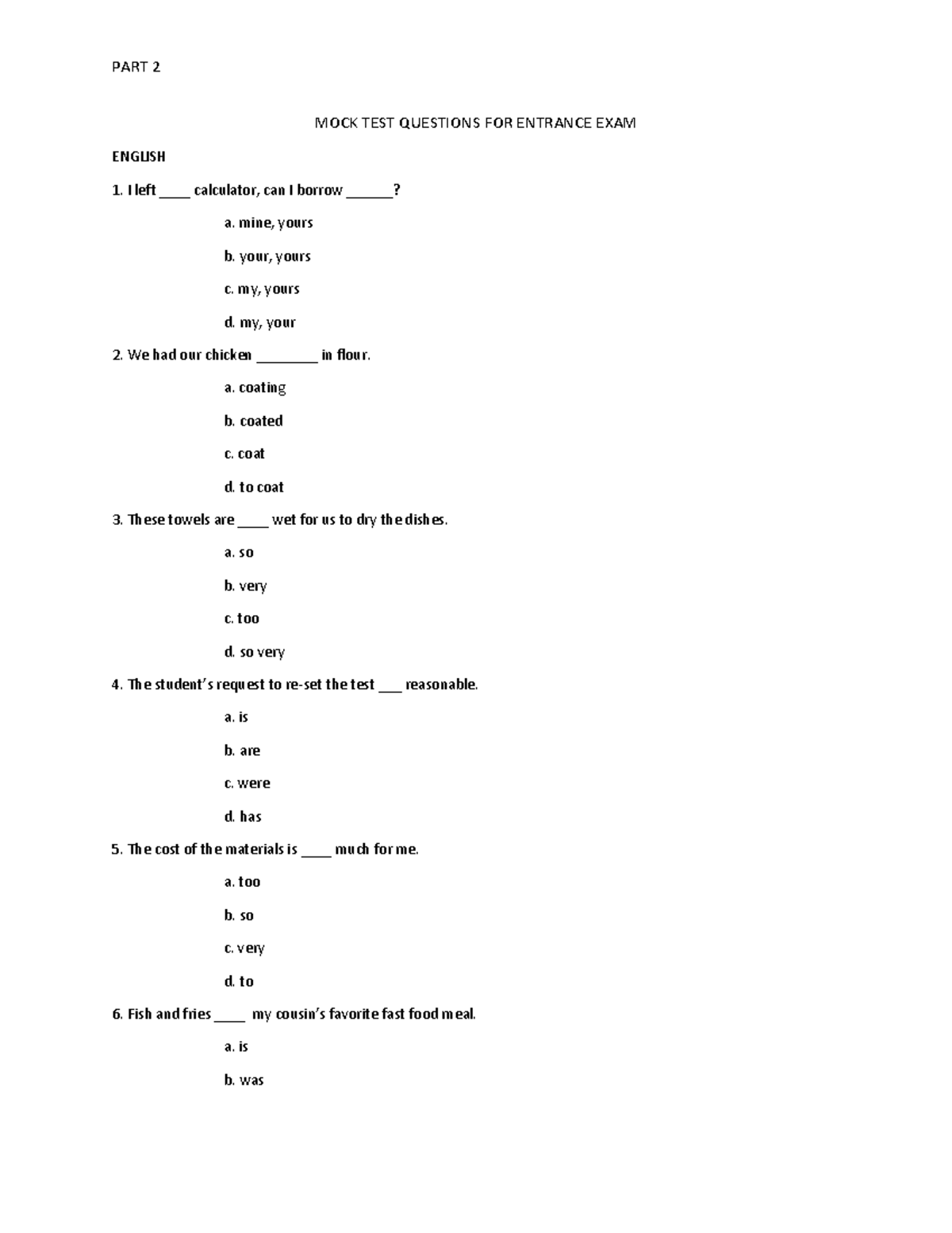 JLSS LR 9 - A tutorial work for DOST preparation - MOCK TEST QUESTIONS ...
