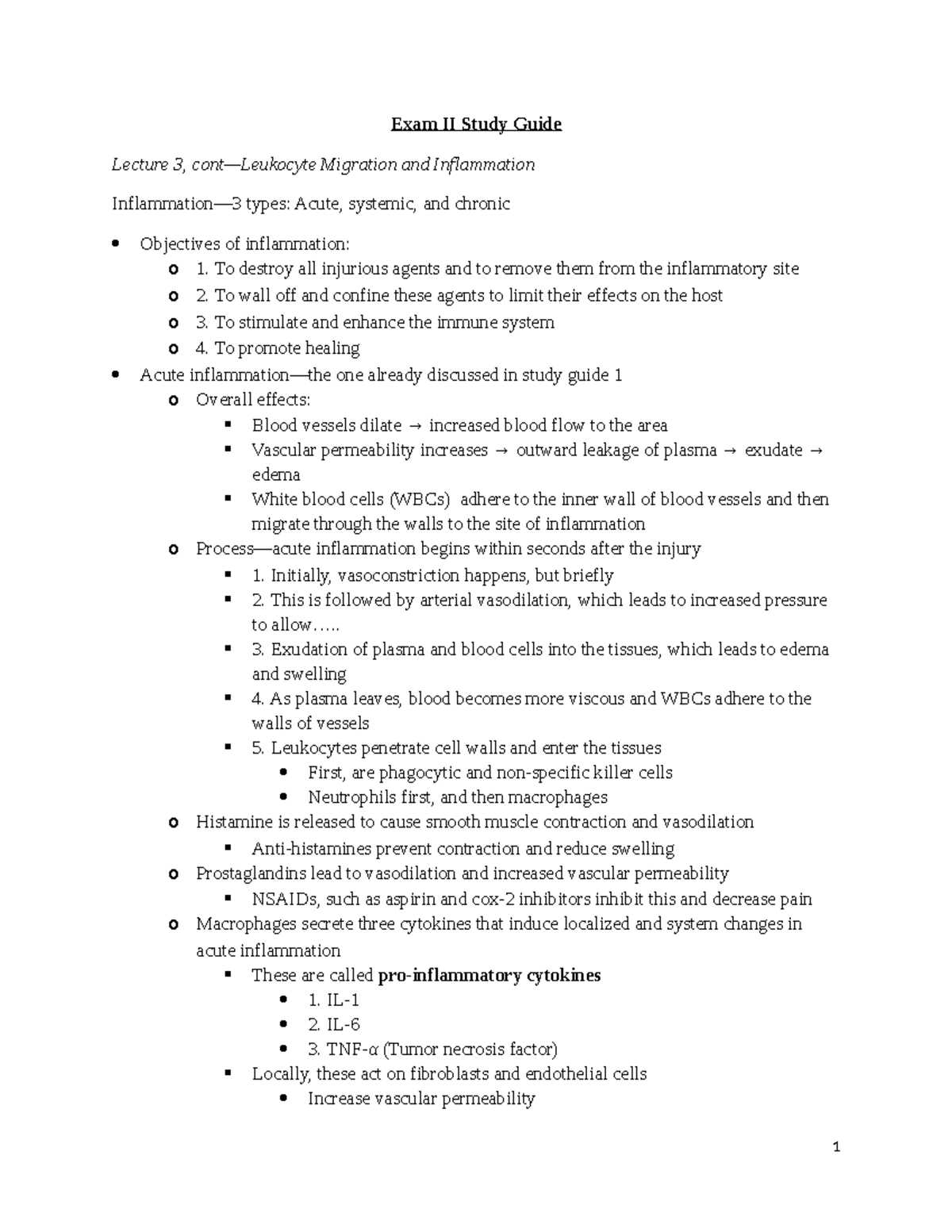 9 22 Exam II Study Guide - Exam II Study Guide Lecture 3, cont ...