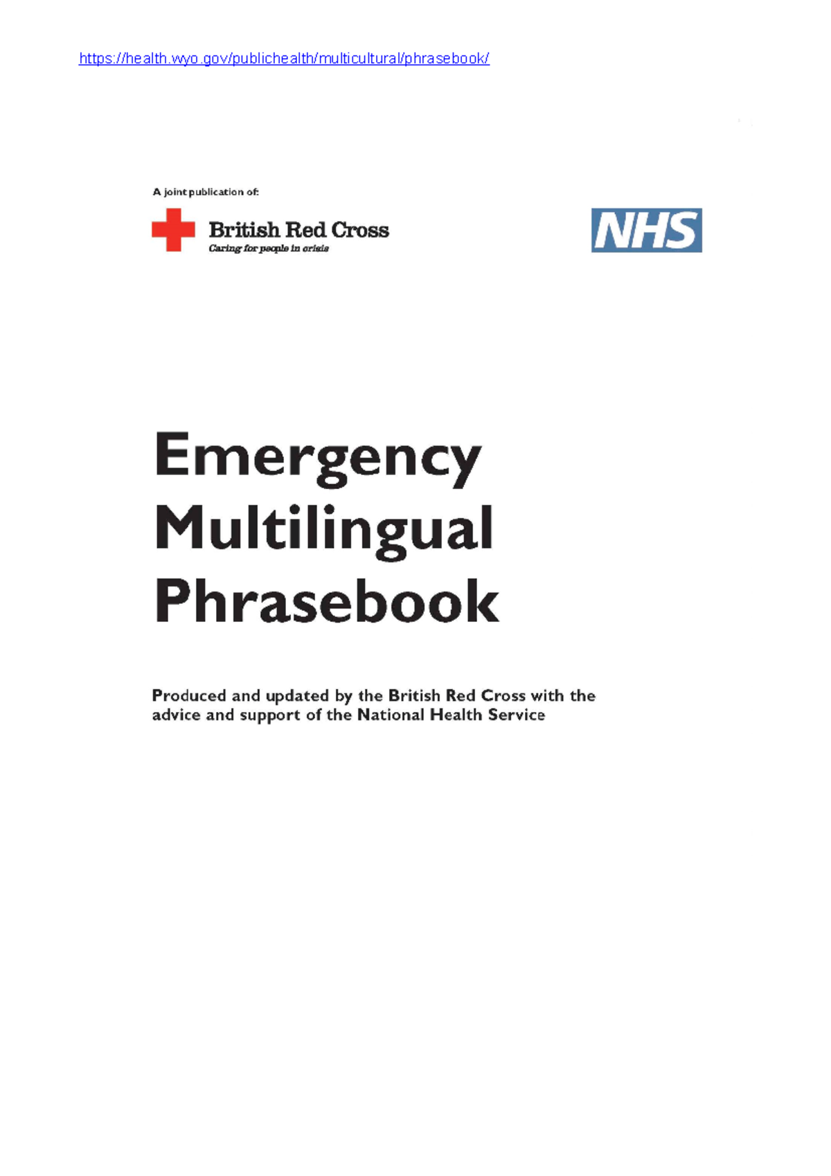 Emergency Multilingual Phrasebook - British red cross - Sygepleje ...