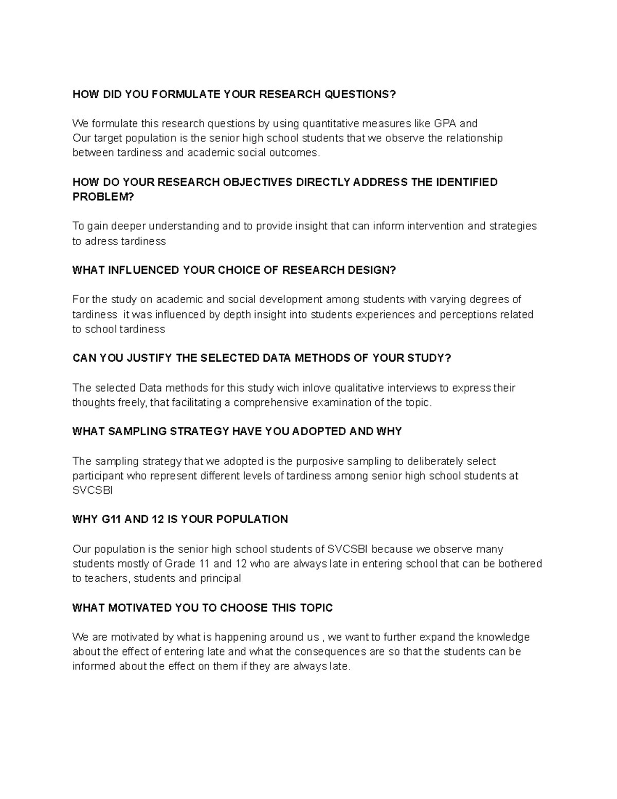 HOW DID YOU Formulate YOUR Research Questions - HOW DID YOU FORMULATE ...