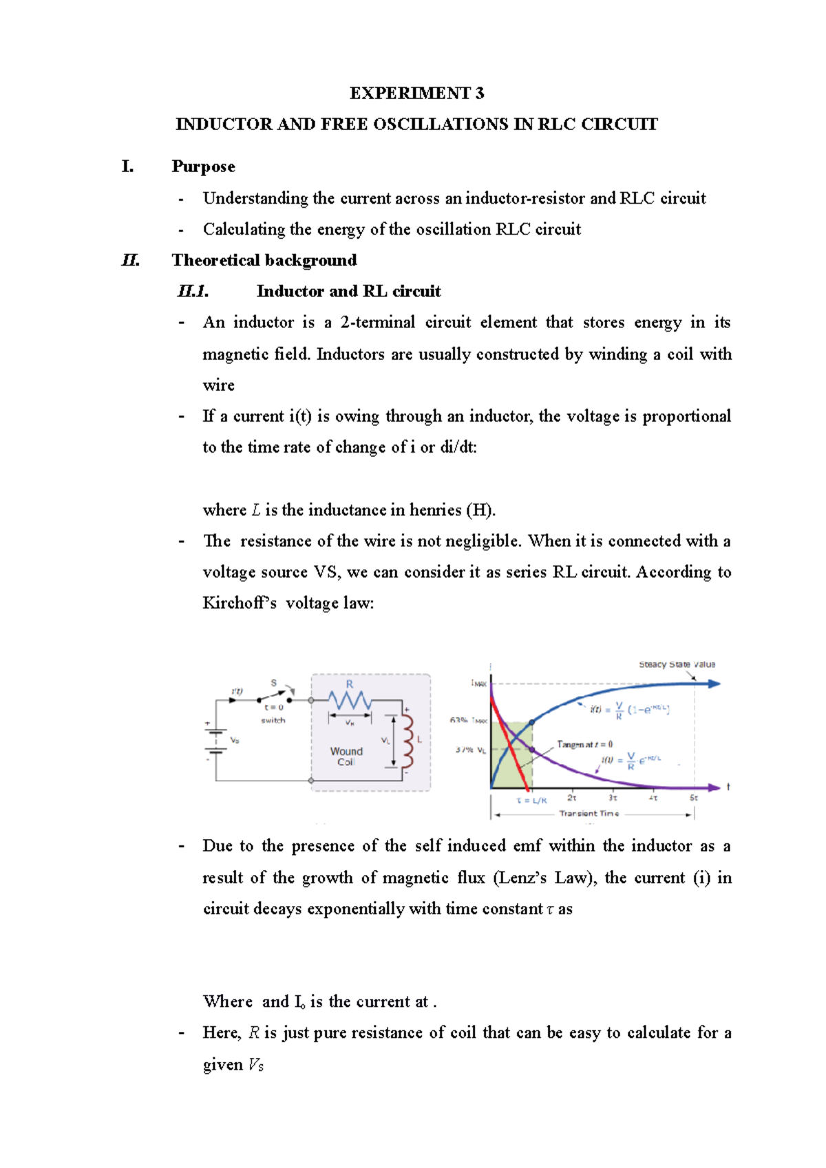 Ex3sample - Experiment Report 3 - EXPERIMENT 3 INDUCTOR AND FREE ...
