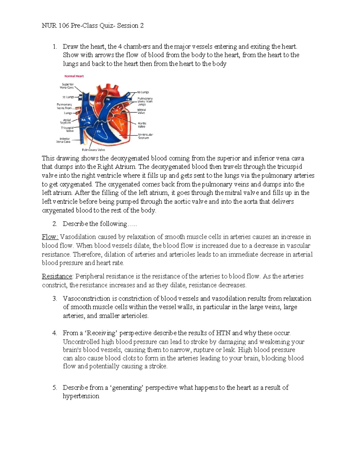 Pre-class quiz#2 -CAD, HTN and Angina-student - NUR 106 Pre-Class Quiz ...