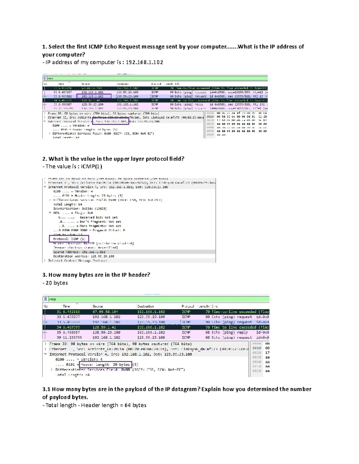Network Assignment Wireshark Ip Select The First Icmp Echo Request