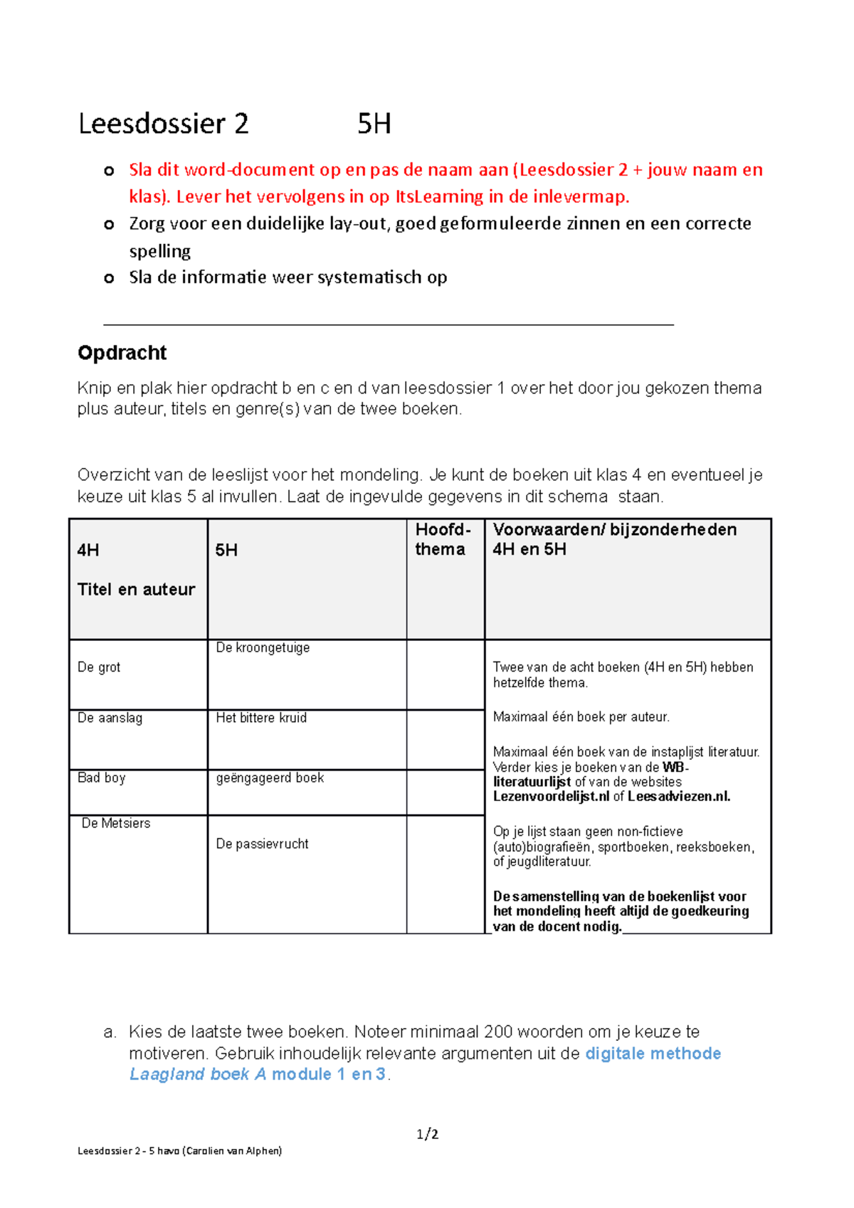 5H Leesdossier 2 - qwedqwdewqdqwdewq - Leesdossier 2 5H o Sla dit word ...
