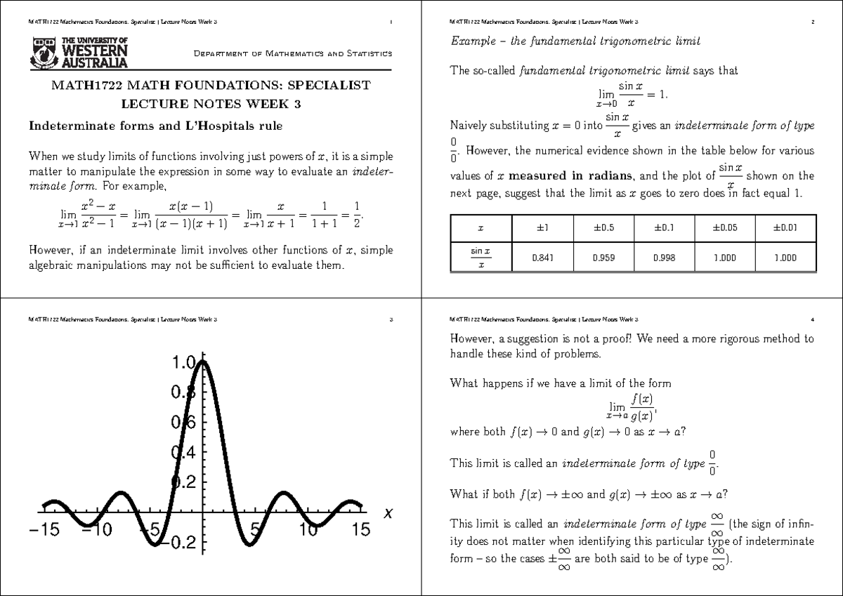 MATH1722 Lecture W03-(4 pages per sheet) - Department of Mathematics ...