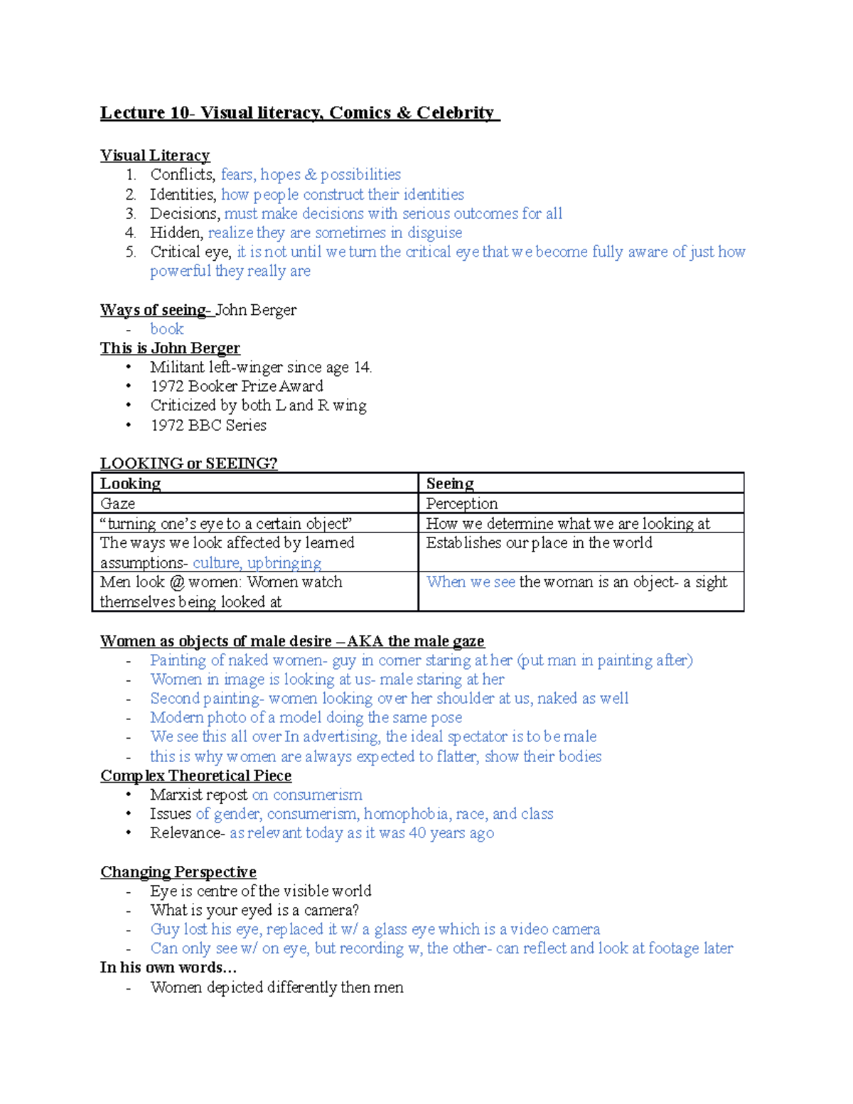 Lecture 10-visual literacy, comics & celebrity - Lecture 10- Visual ...