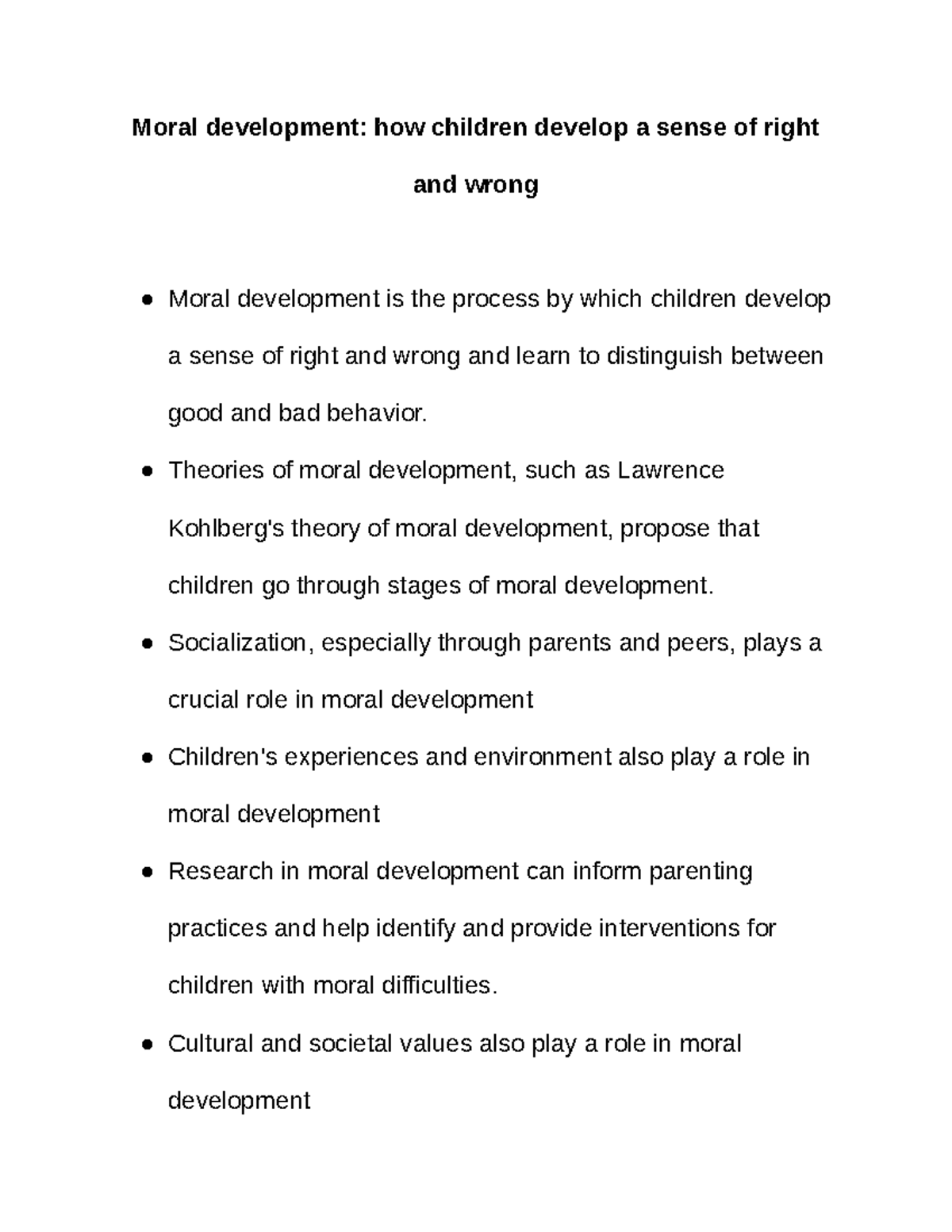 Moral development how children develop a sense of right and wrong ...
