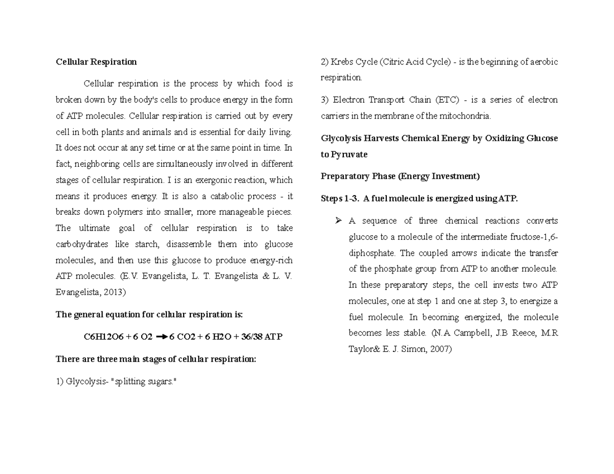 Chapter-V - human - Cellular Respiration Cellular respiration is the ...