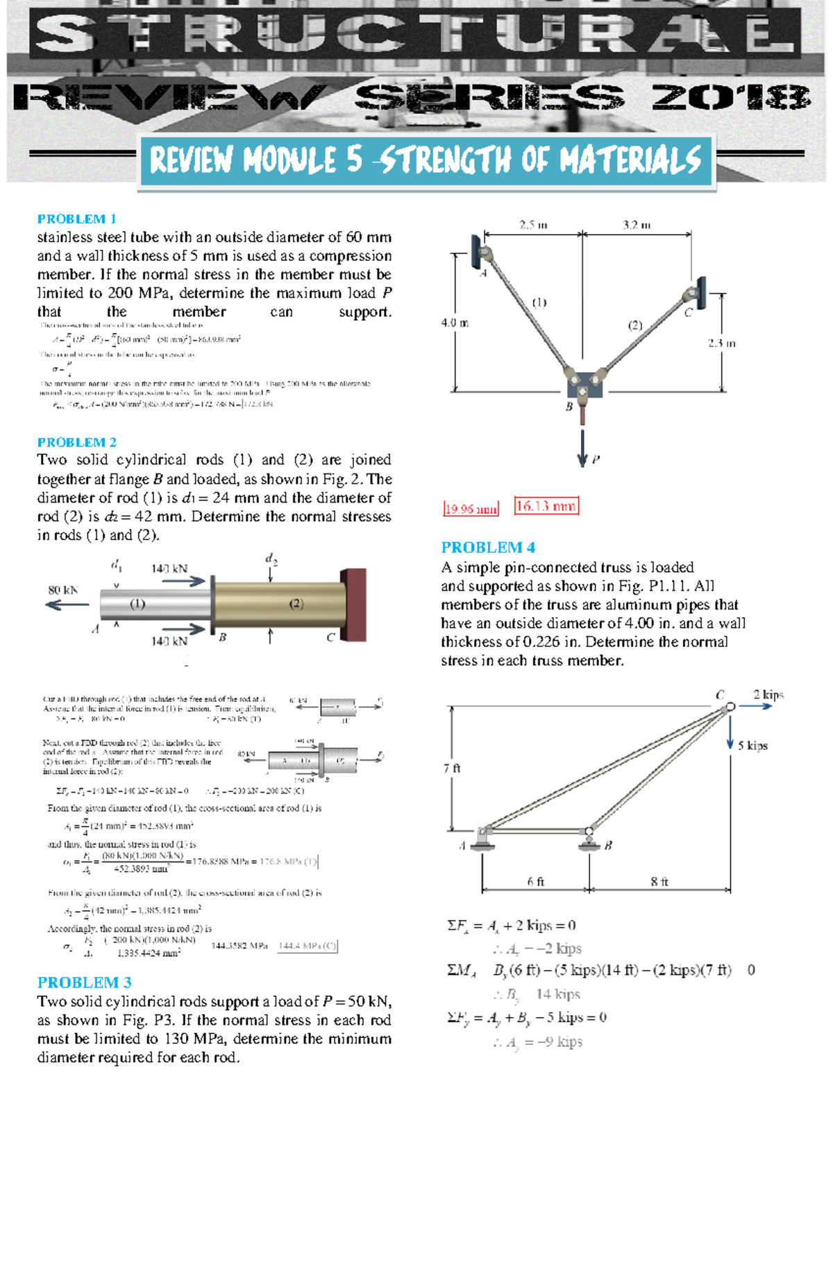Strength OF Materials N A PROBLEM 1 Stainless Steel Tube With An