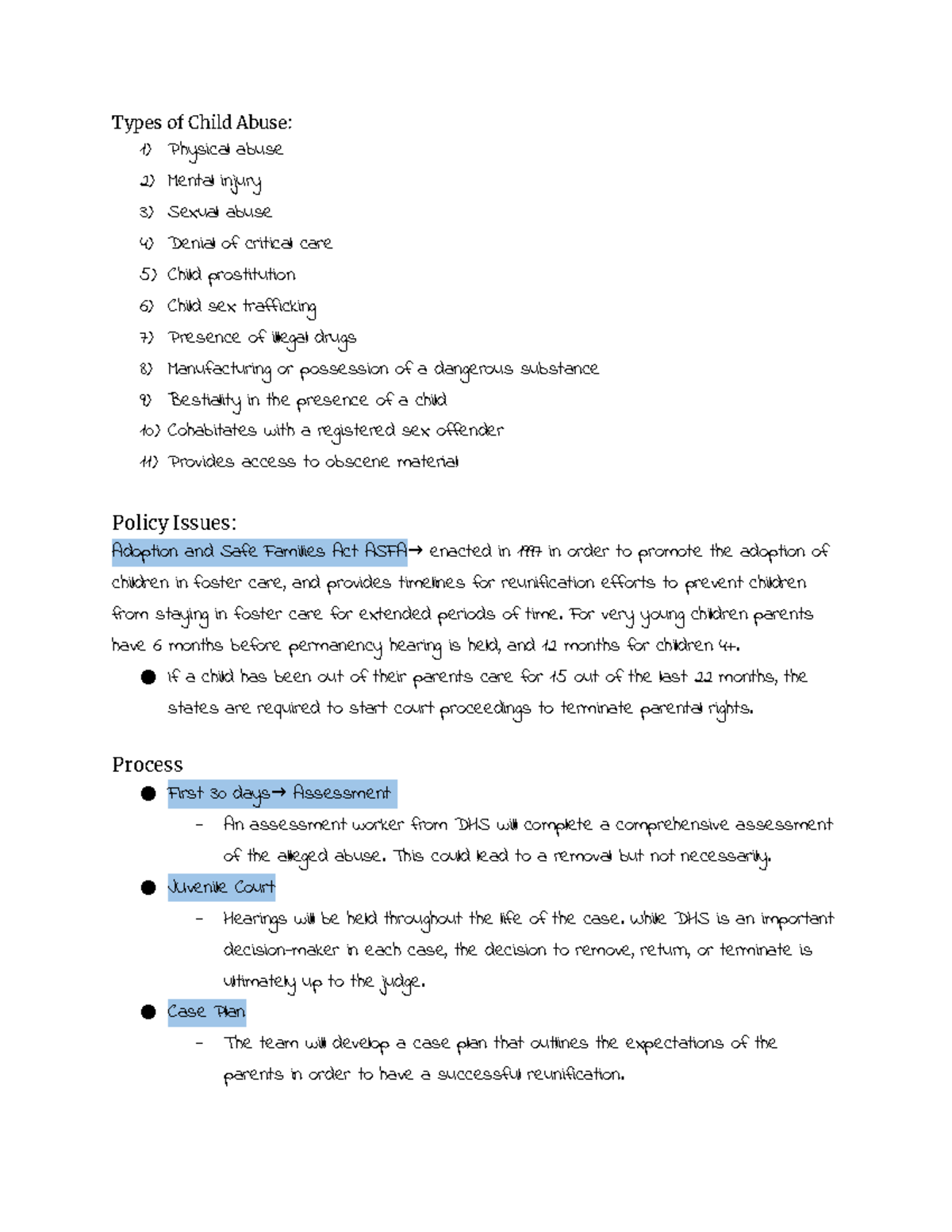 Types of Child Abuse and Policy - Types of Child Abuse: 1) Physical ...