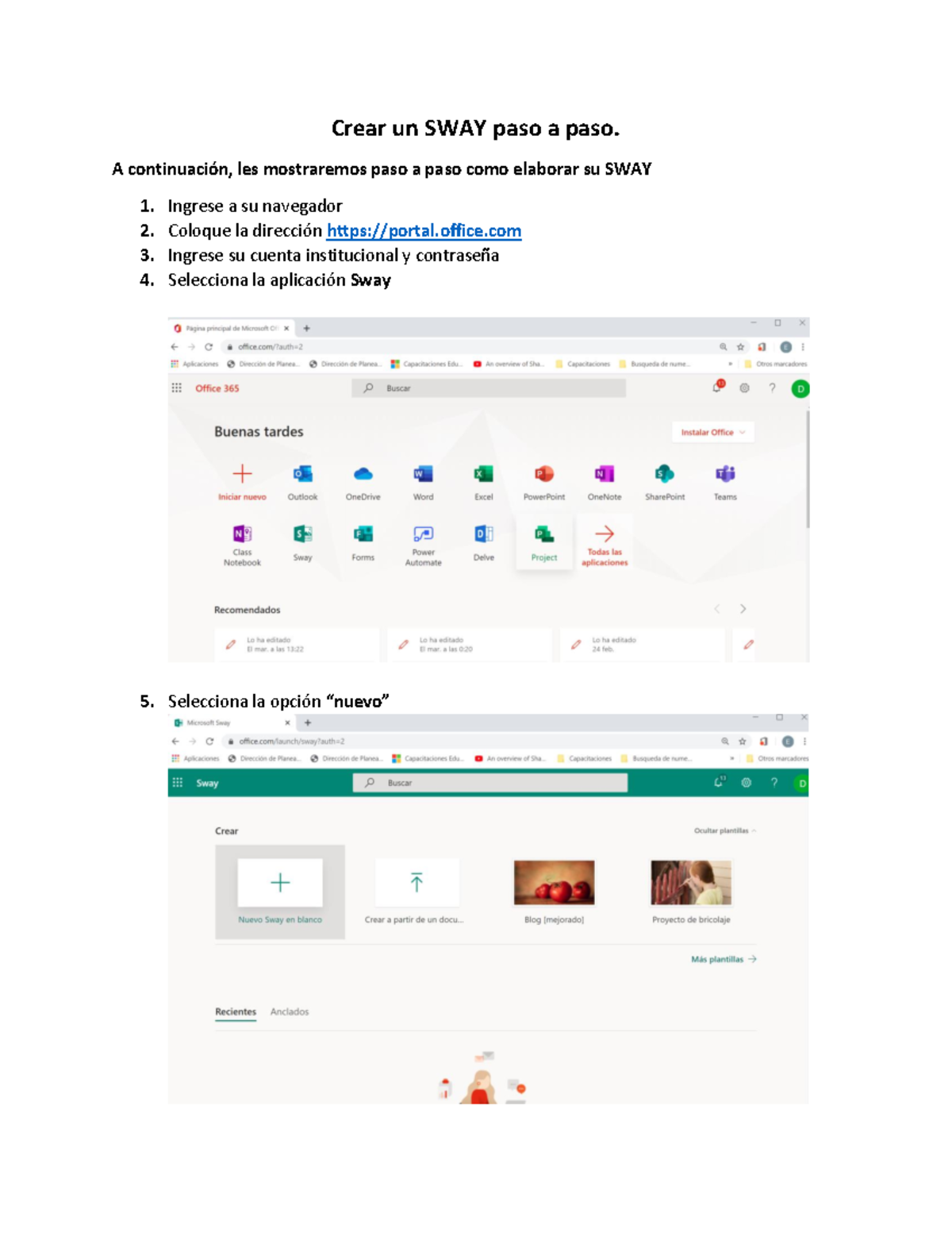 Sway PASO A PASO - Programa - Crear un SWAY paso a paso. A continuaciÛn ...