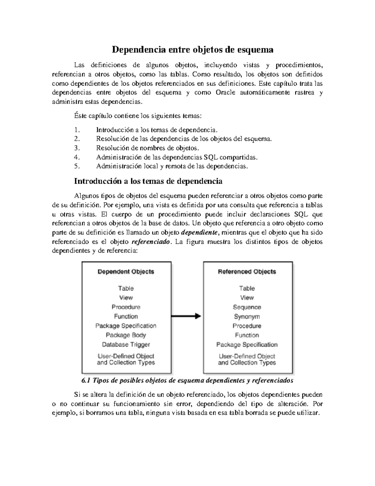 Resumen - dependencia entre objetos de esquema - Dependencia entre ...