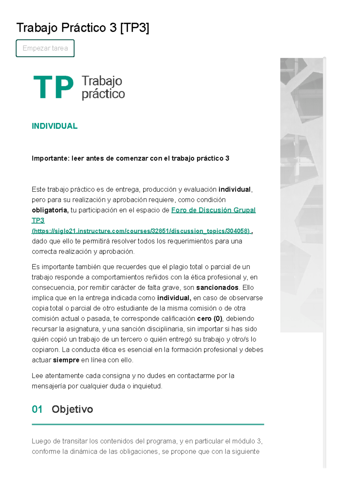 Trabajo Práctico 3 [TP3] Consignas - Trabajo Práctico 3 [TP3] Empezar tarea INDIVIDUAL ...