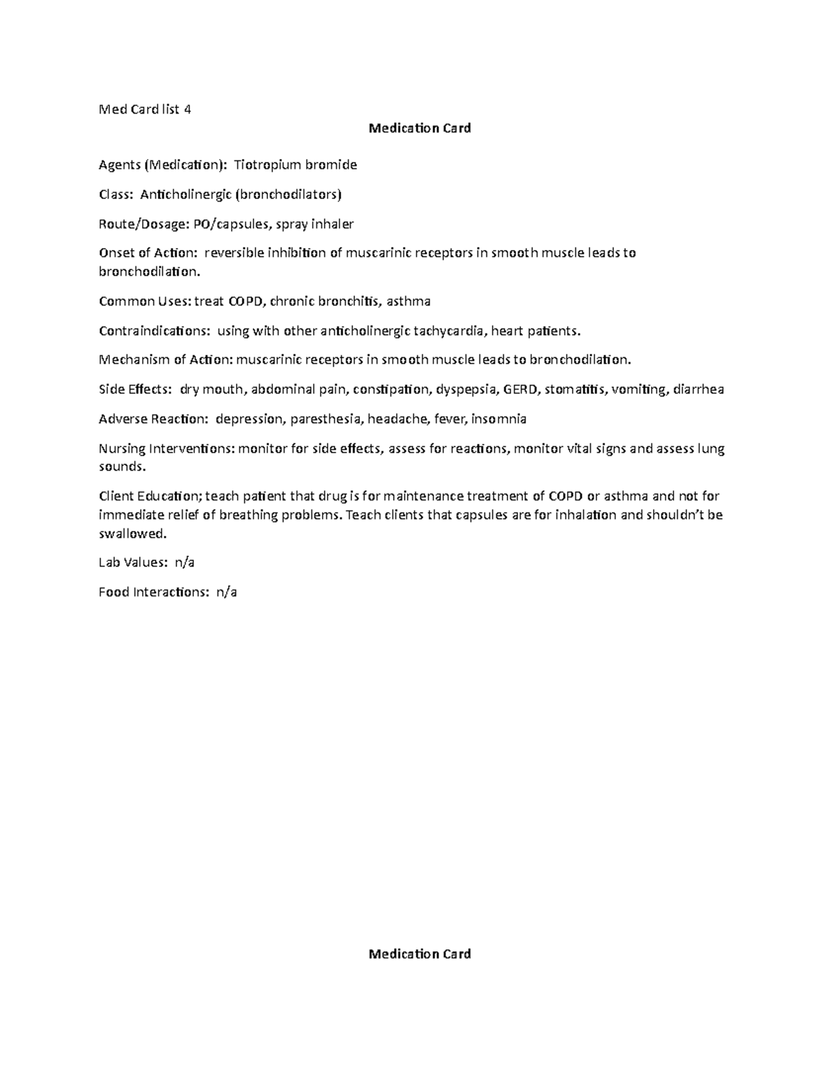 Med list 4 pharm - Med Card list 4 Medication Card Agents (Medication ...
