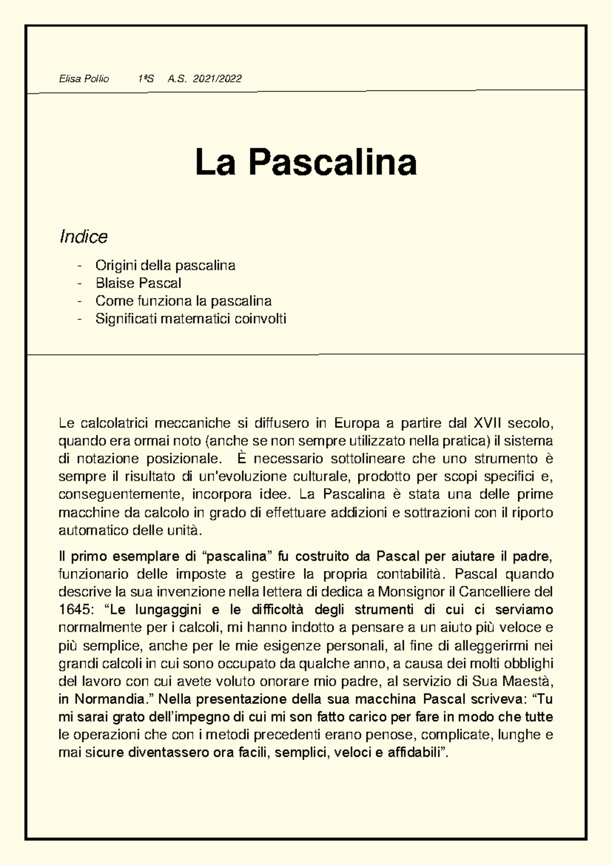 La pascalina e come funziona - Elisa Pollio 1ªS A. 2021/ La Pascalina ...