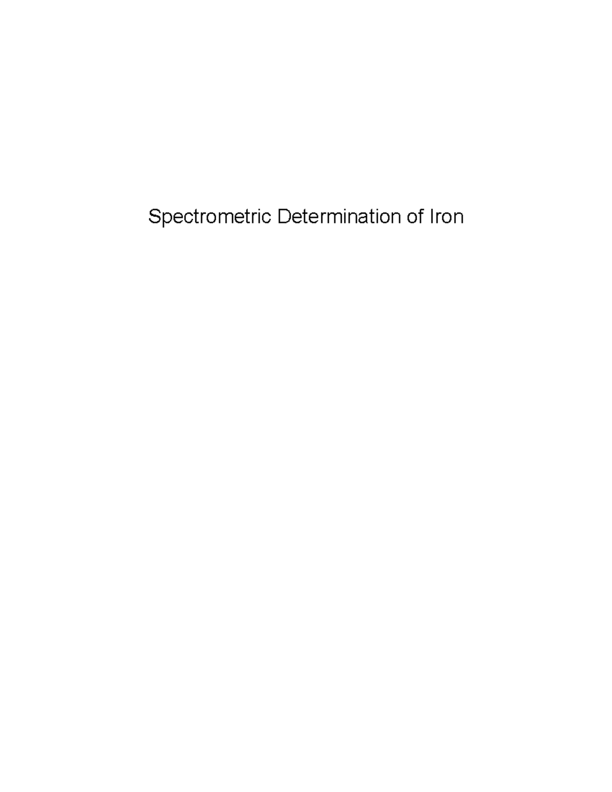 FE Lab Report - Spectrometric Determination of Iron - Spectrometric ...