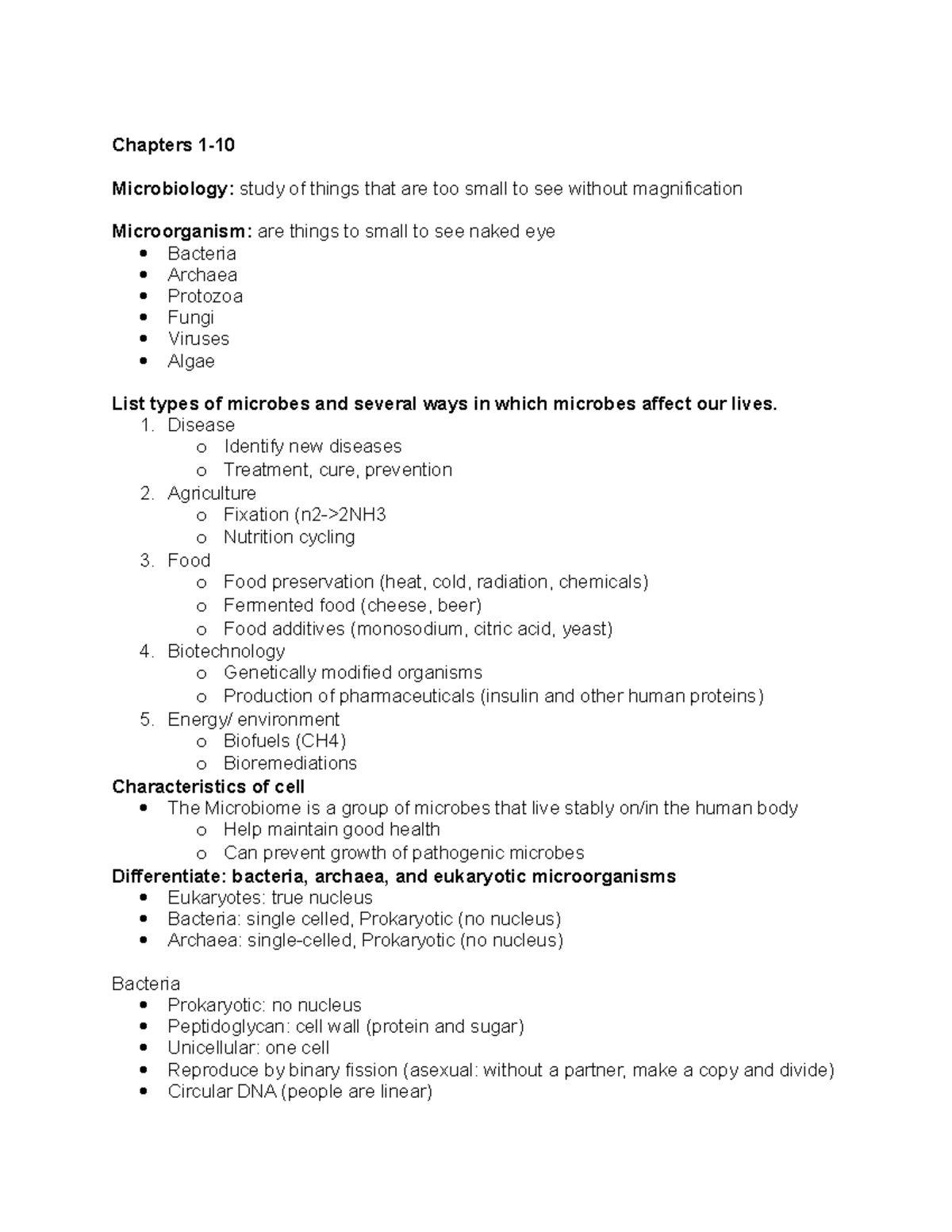 Micro Bio Chap 1 - Lecture notes 1 - BIO 205 - NOVA - Studocu