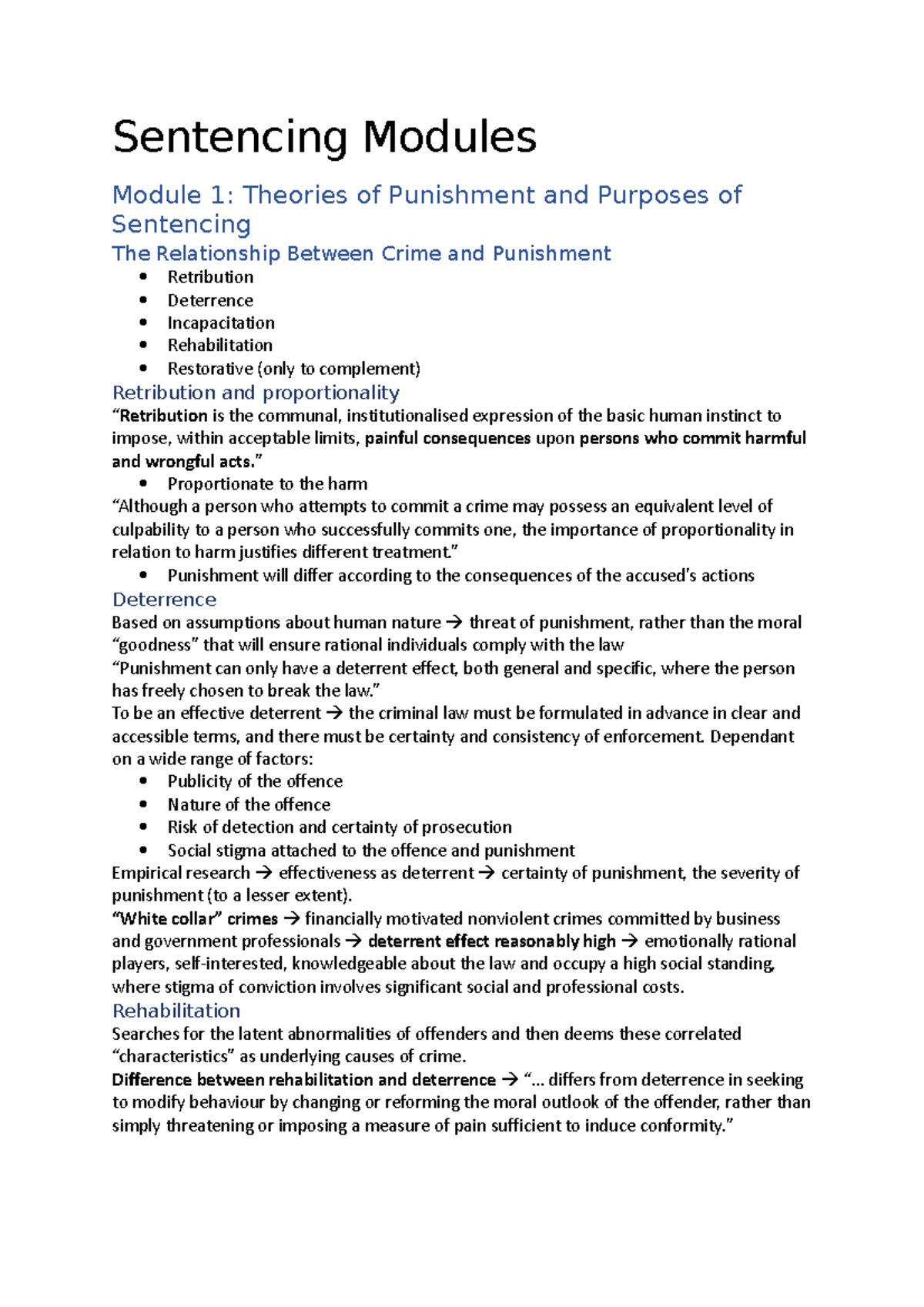 Sentencing Modules - Sentencing Modules Module 1: Theories of ...