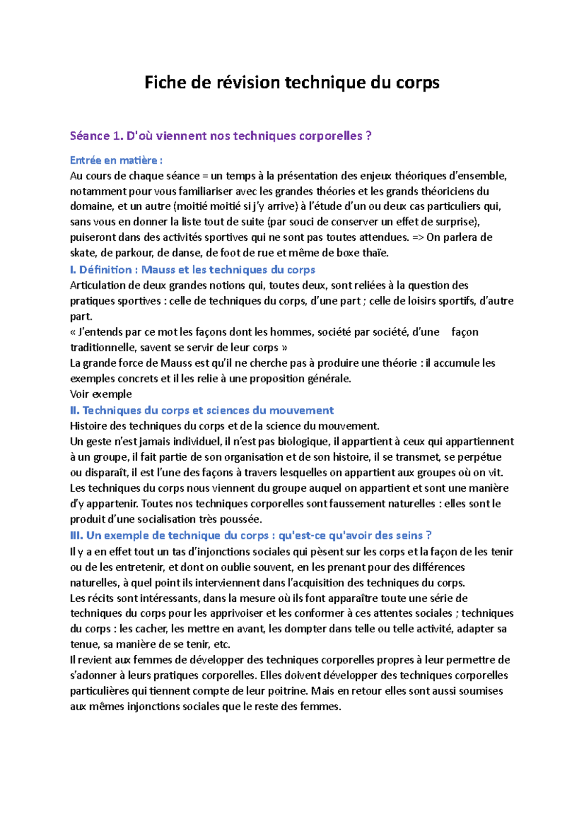 Fiche de révision technique du corps - Fiche de révision technique du corps Séance 1. D'où ...