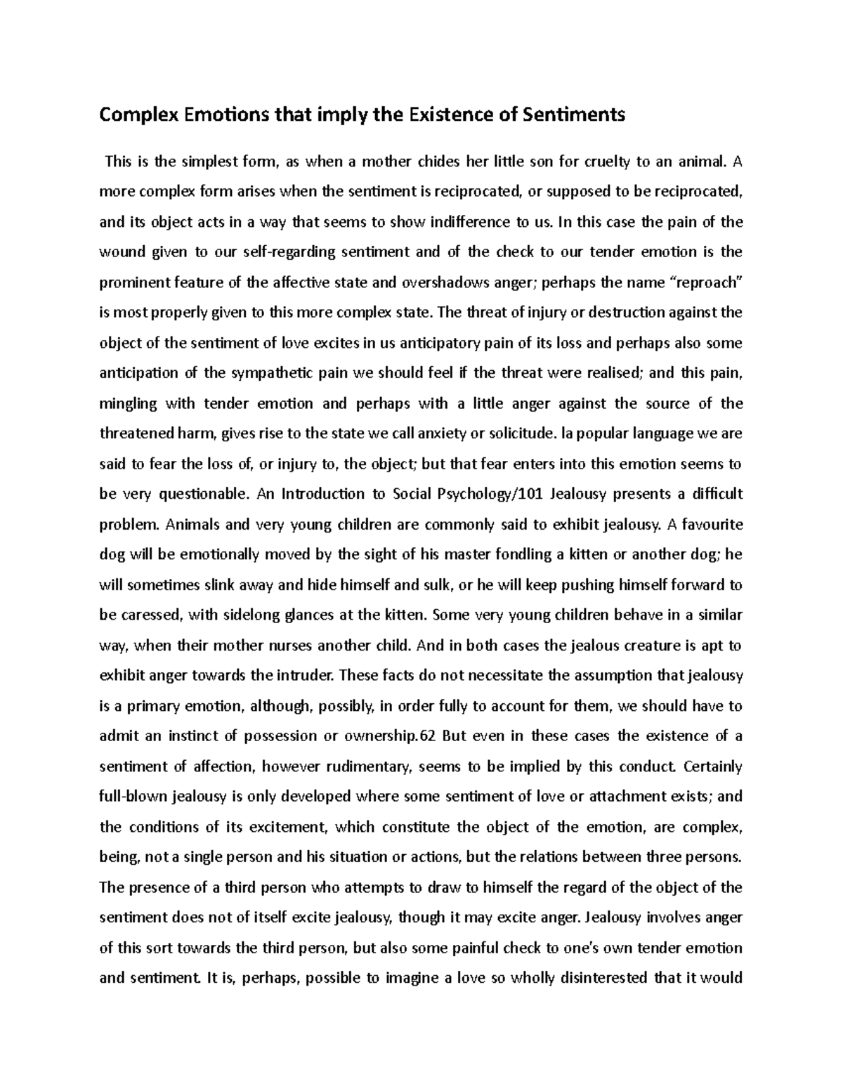 Complex Emotions that imply the Existence of Sentiments - A more ...