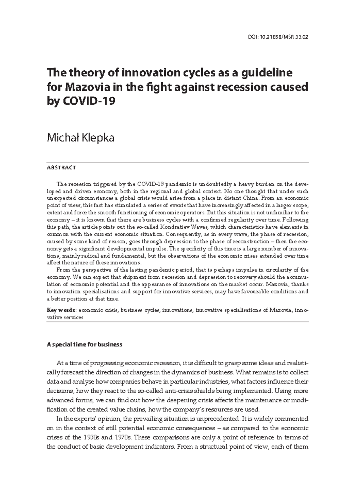 The theory of innovation cycles as - No one thought that under such unexpected circumstances a ...