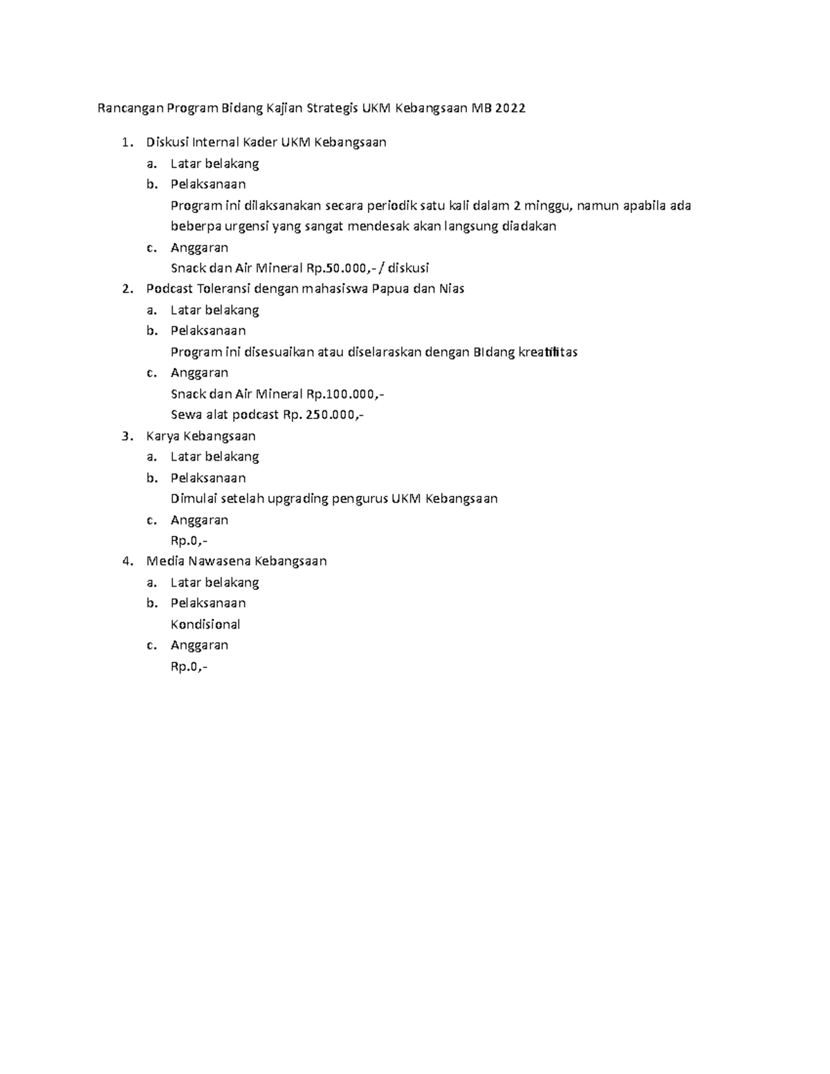 Program Bidang Kajian Strategis Kebangsaan 2023 - Rancangan Program ...