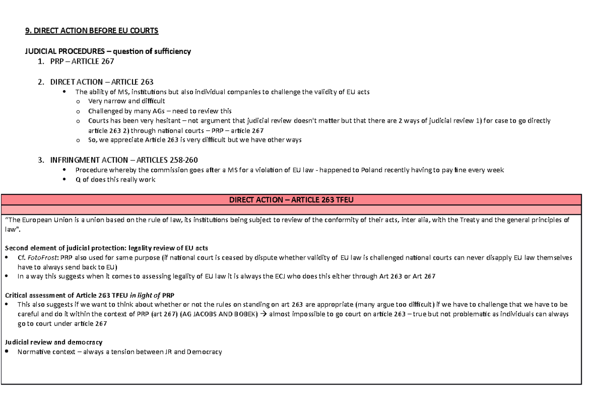 9. Direct Action Summary - 9. DIRECT ACTION BEFORE EU COURTS JUDICIAL ...