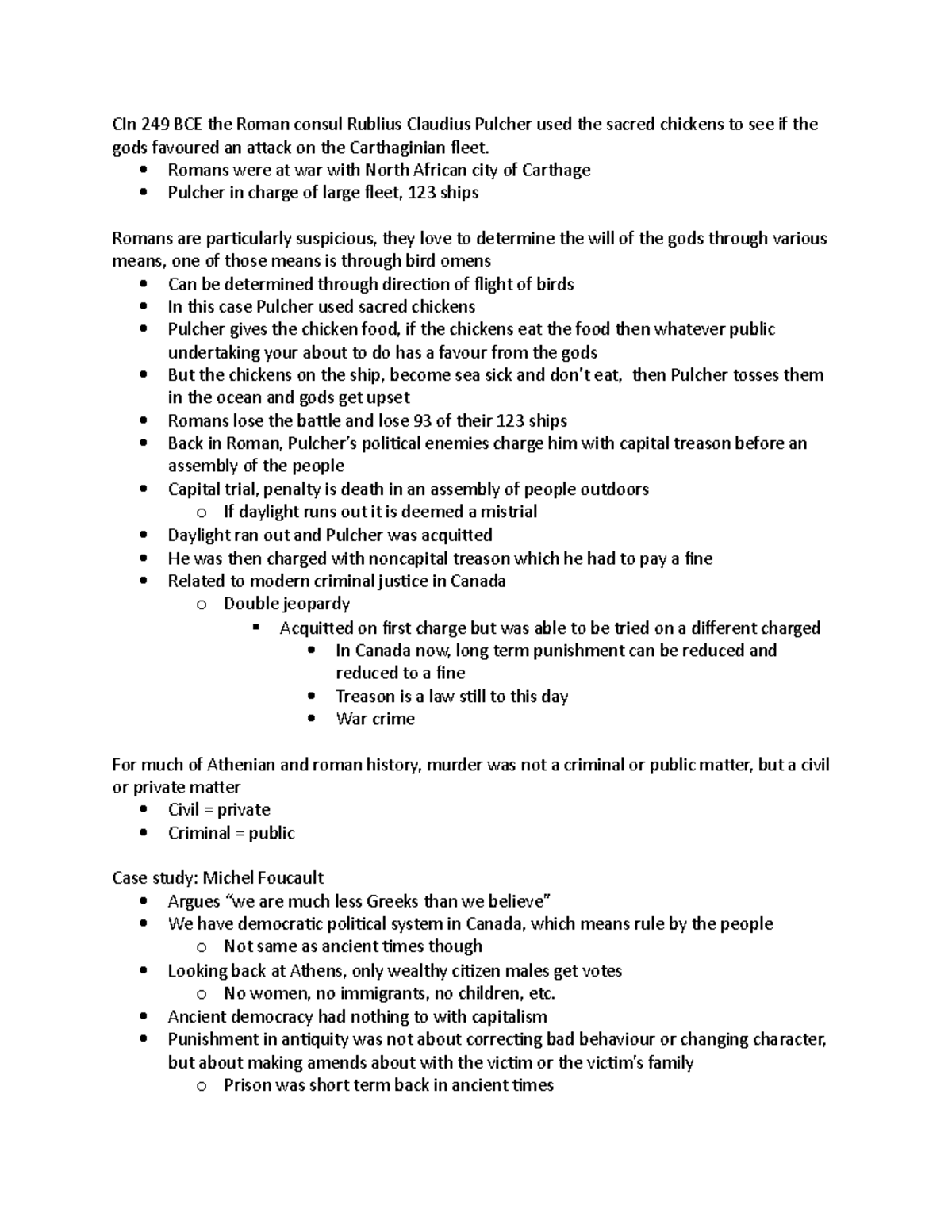 Crime - class notes - CIn 249 BCE the Roman consul Rublius Claudius ...