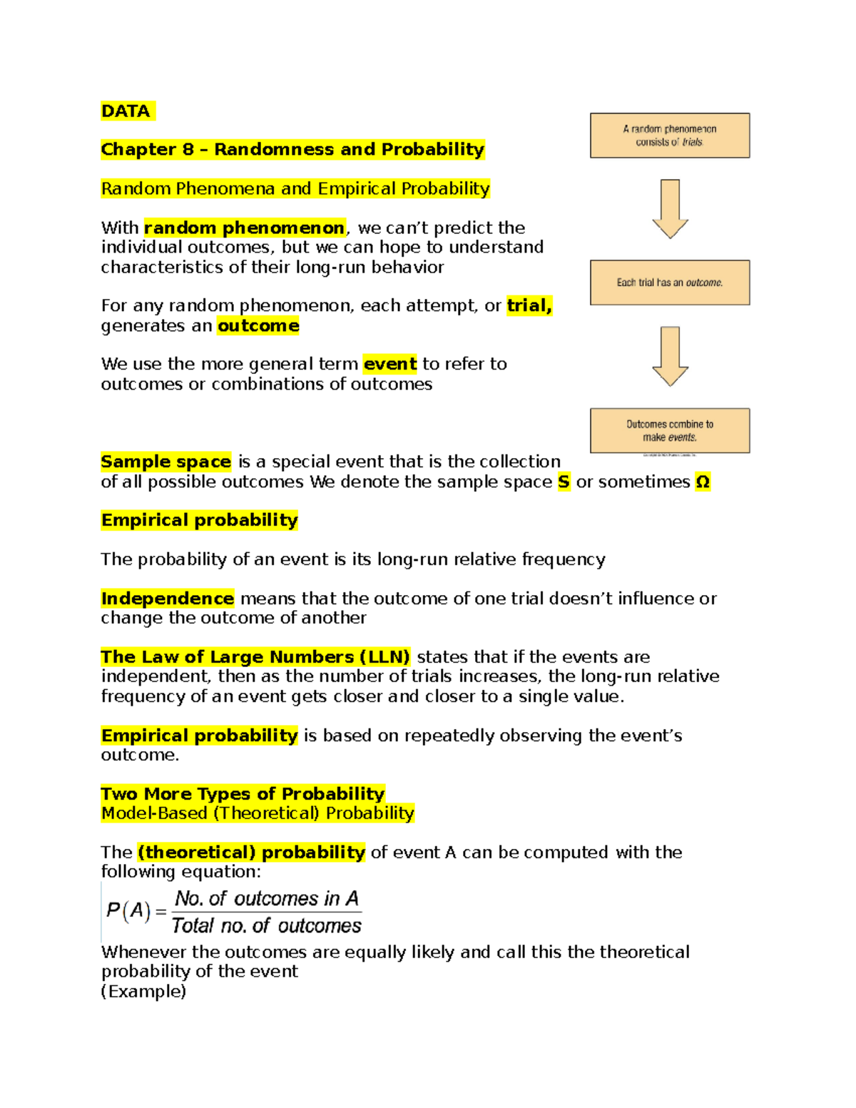 DATA chapter 8 - DATA Chapter 8 – Randomness and Probability Random Phenomena and Empirical ...
