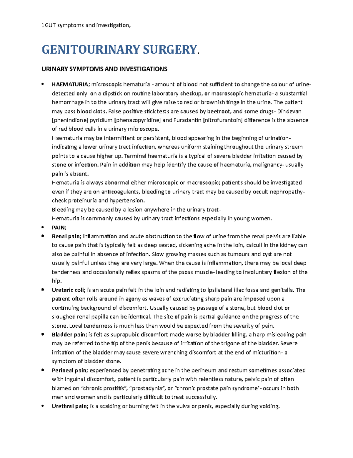 Genitourinary Surgery - GENITOURINARY SURGERY. URINARY SYMPTOMS AND ...