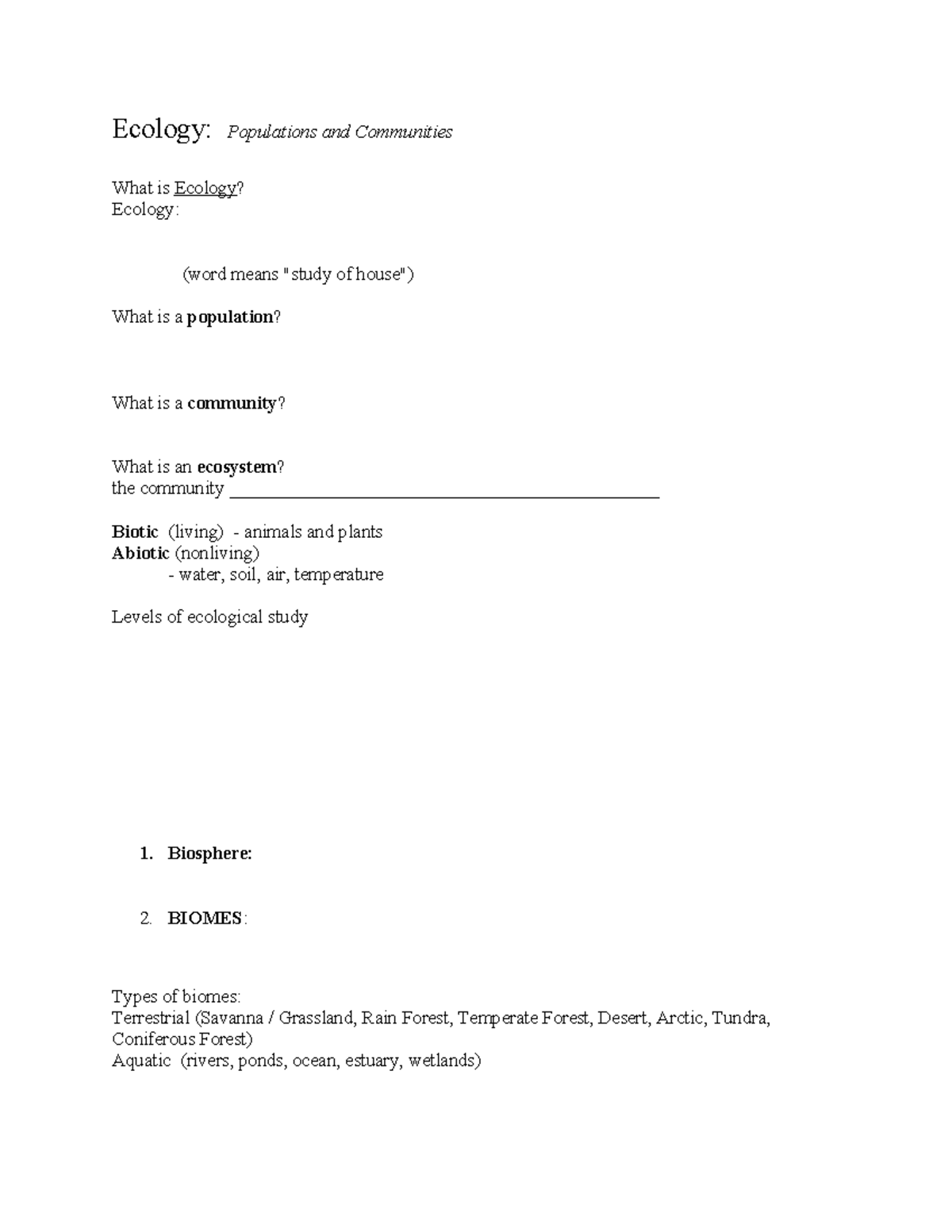 Ecology,+Populations+and+communities+notes - Ecology: Populations and ...