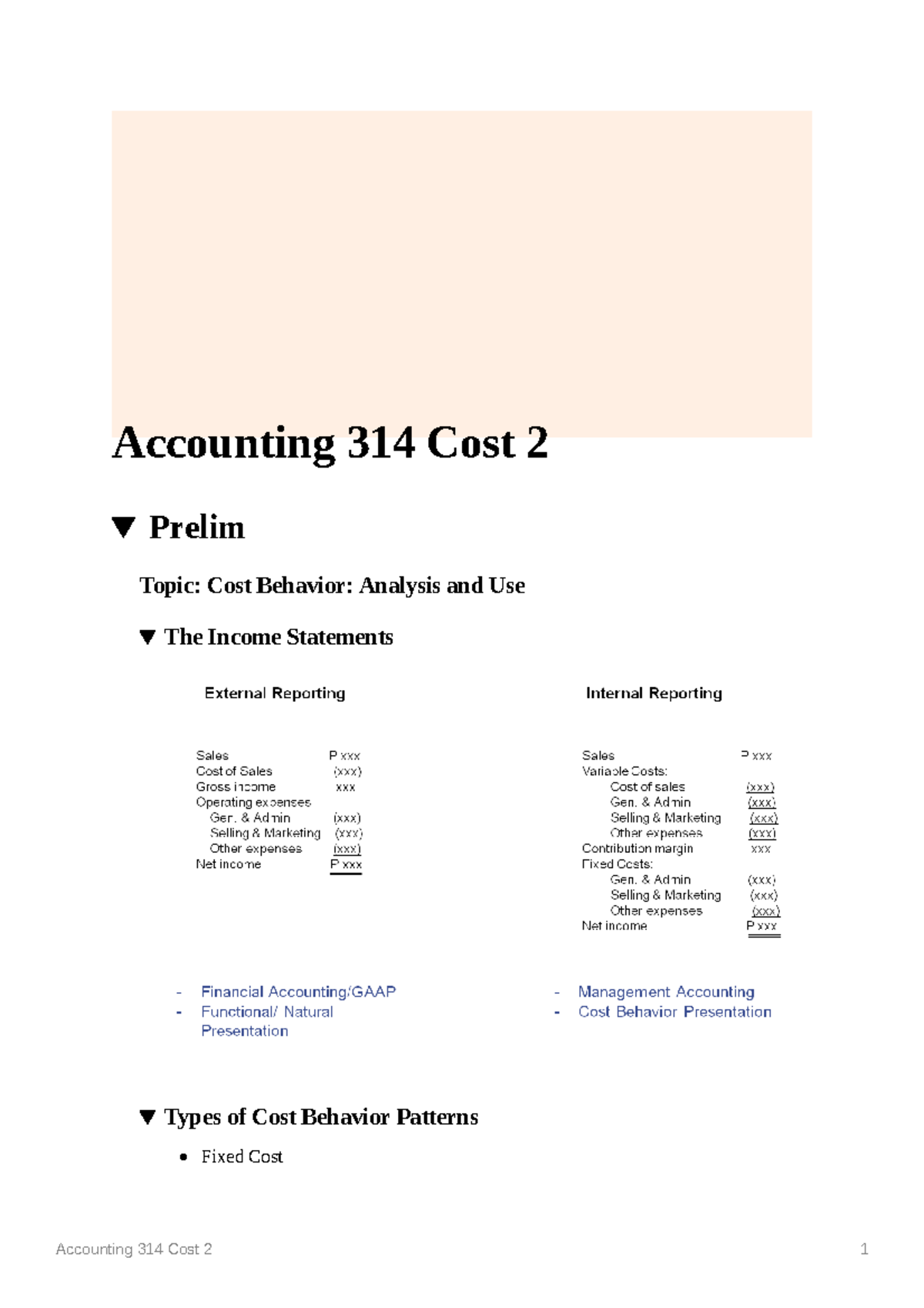 Accounting 314 Cost 2 - Accounting 314 Cost 2 Prelim Topic: Cost ...