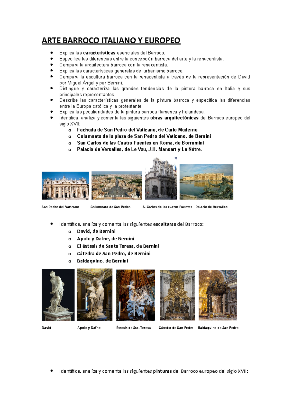 ARTE Barroco Italiano Y Europeo. ejercicios - ARTE BARROCO ITALIANO Y ...