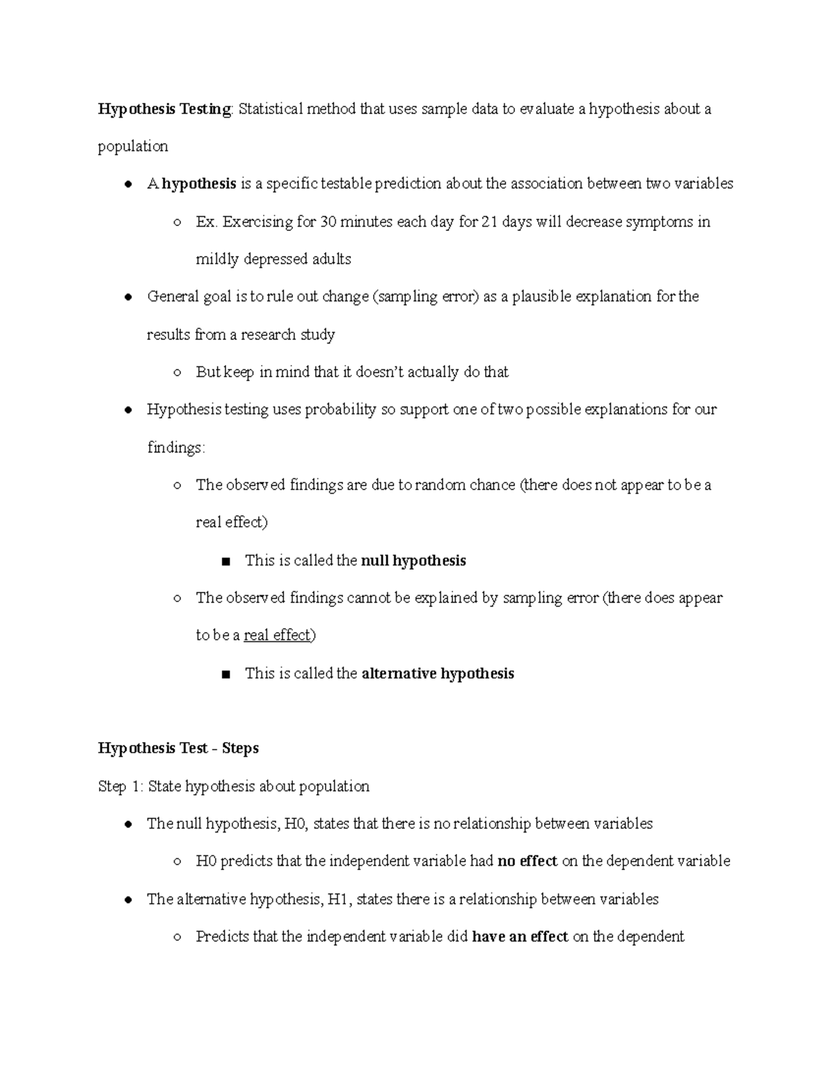 Hypothesis Testing - Exercising for 30 minutes each day for 21 days ...