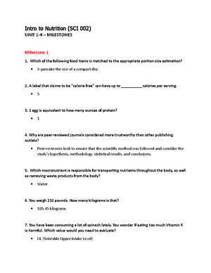 Intro to Nutri-SCI 002- Unit 2 - Intro to Nutrition (SCI 002 ) UNIT 2 ...