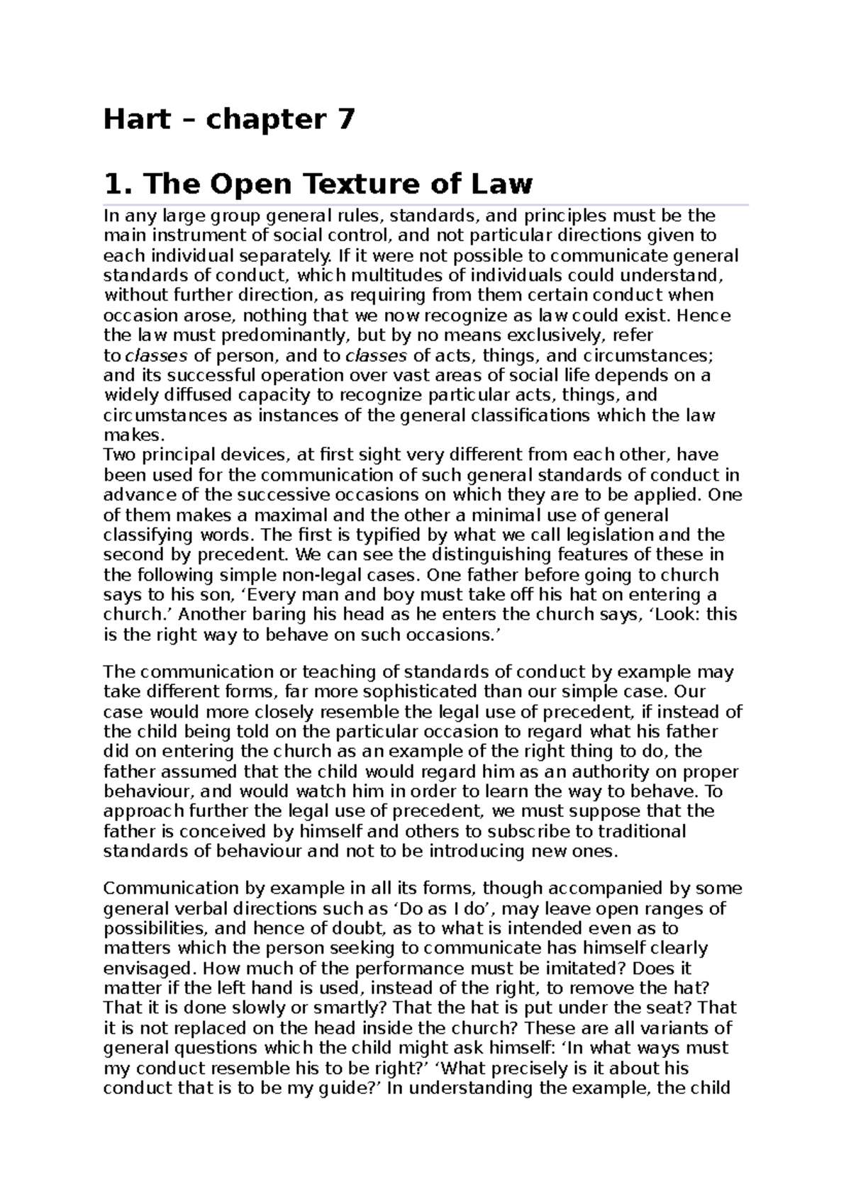 Jur LC2 reading - Jurisprudence Learning Cycle 2 notes - Hart – chapter ...