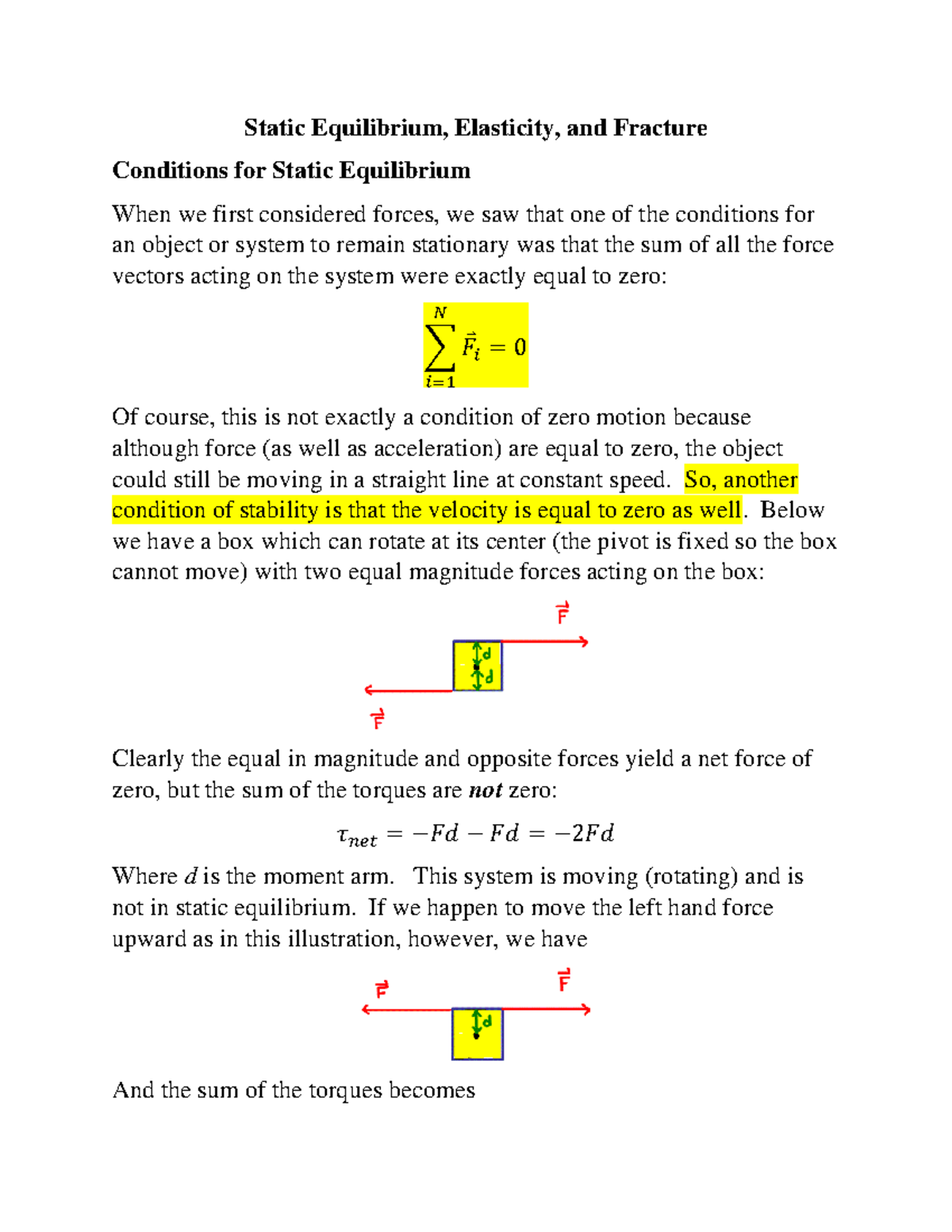 Ch. 14 Static Equilibrium - Static Equilibrium, Elasticity, and ...