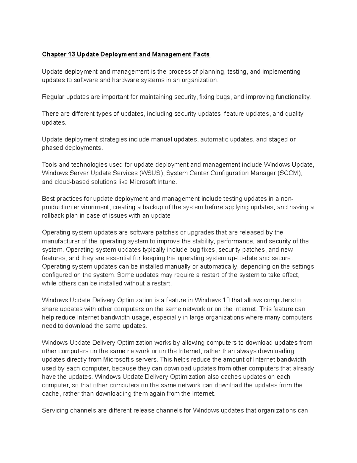 Chapter 13 Update Deployment and Management Facts - Regular updates are ...